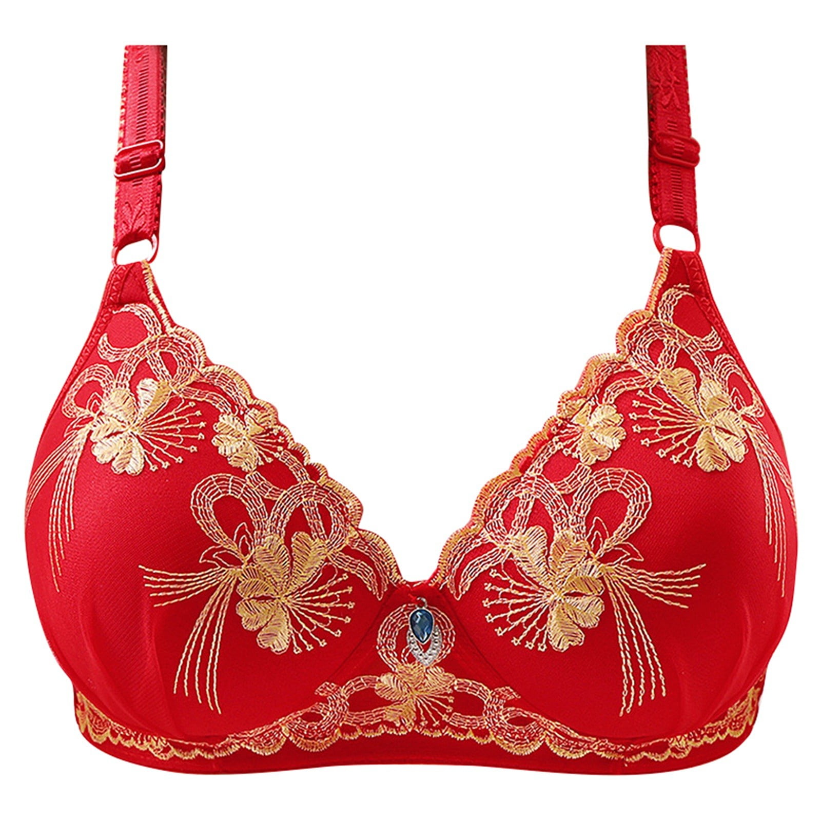 BYHONG Women's Diamond Embroidered Floral Plus Size Push up Side Nipple ...