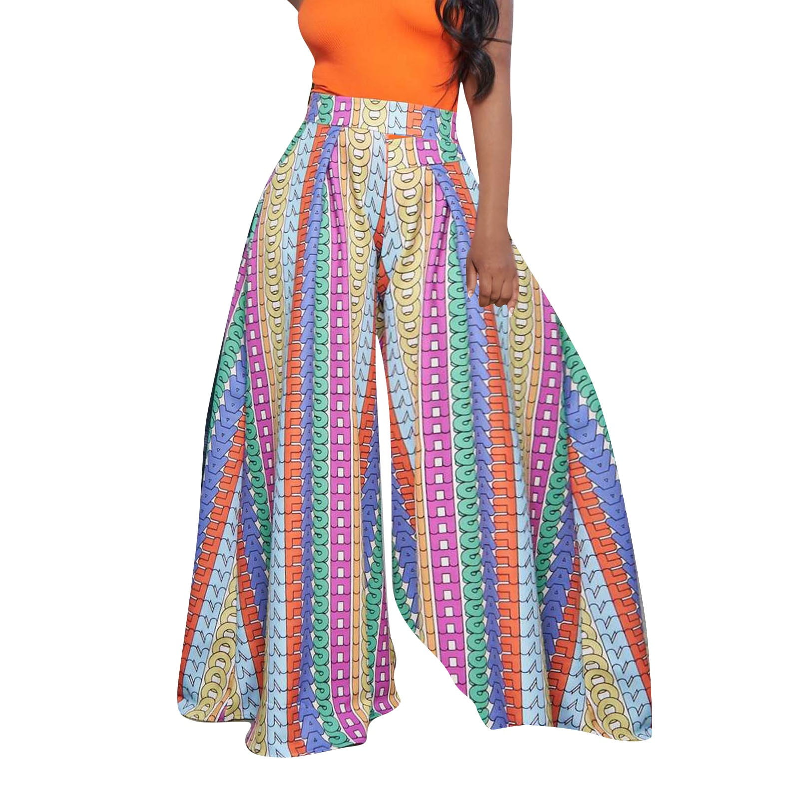 Byhong Womens Fashion Casual Stretchy Wide Leg Palazzo Pants Summer