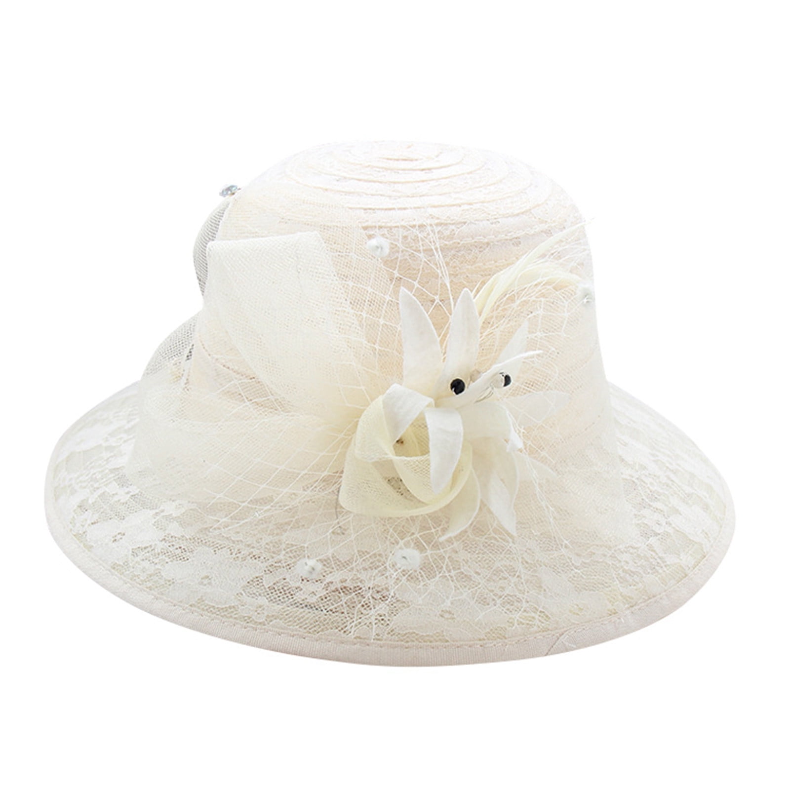 BYHONG Women's Lace Mesh Flower top Hat Summer Shade Foldable Sunblock ...