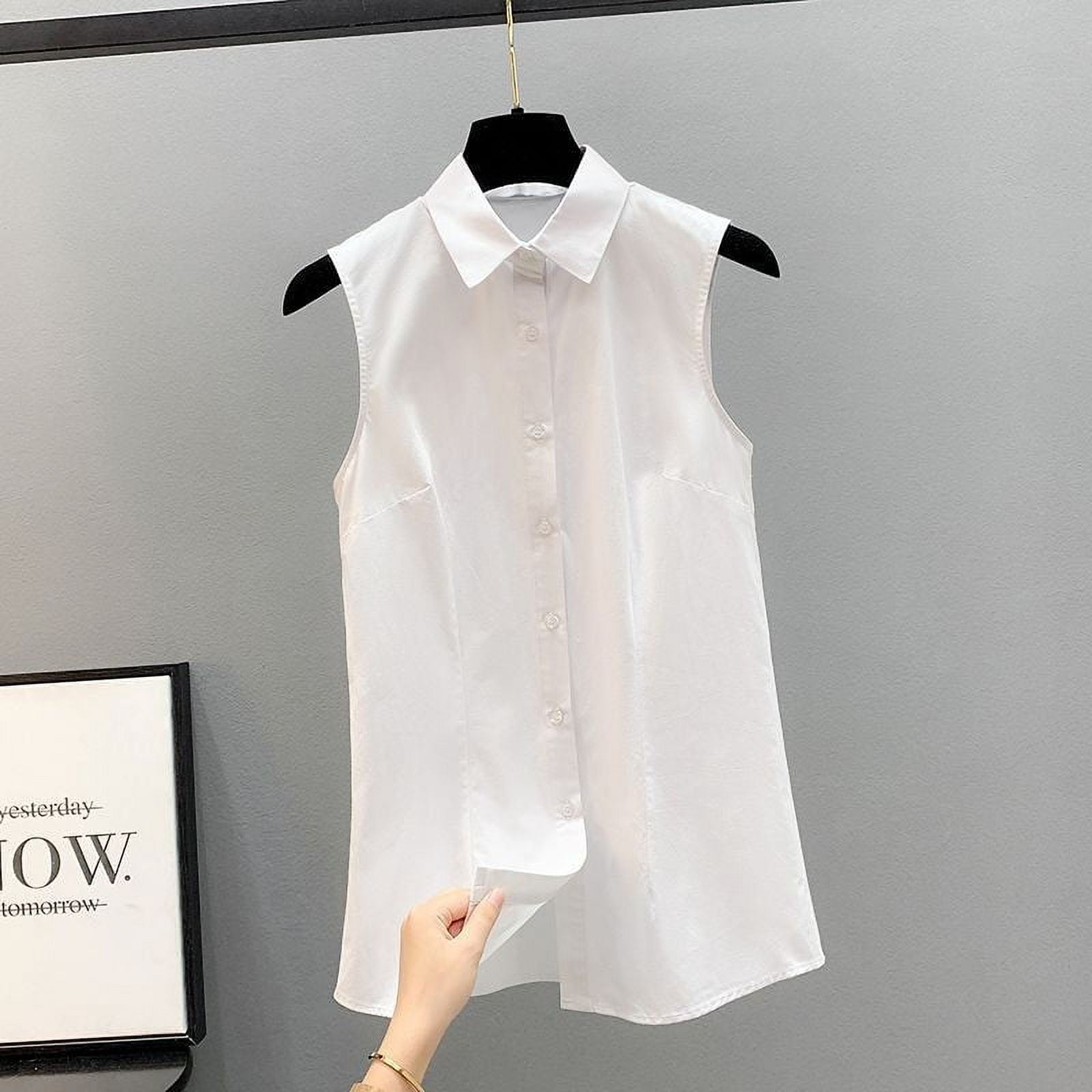 BYHONG Women's Sleeveless Button Down Shirts Blouses Solid Casual Loose V Neck Tank Tops for ...