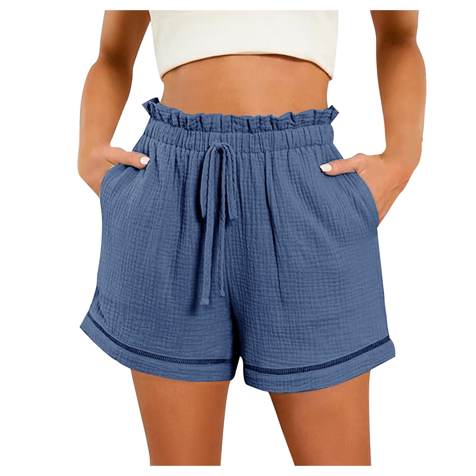 BYHONG Women's Solid Color High Waist Wide Leg Shorts - Spring & Summer ...