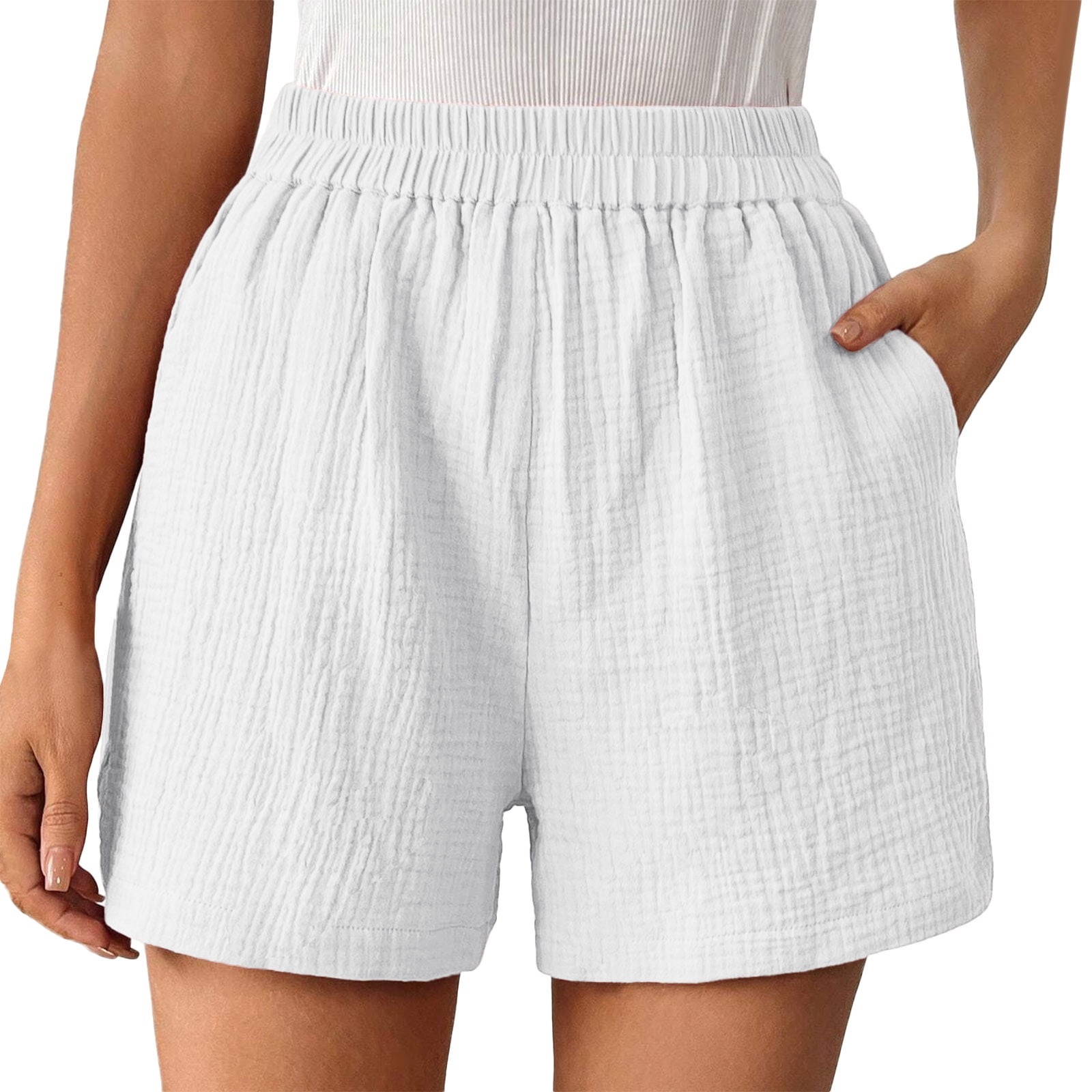 BYHONG Women’s Summer Shorts – Double Layered Pleats Hem High Waist ...