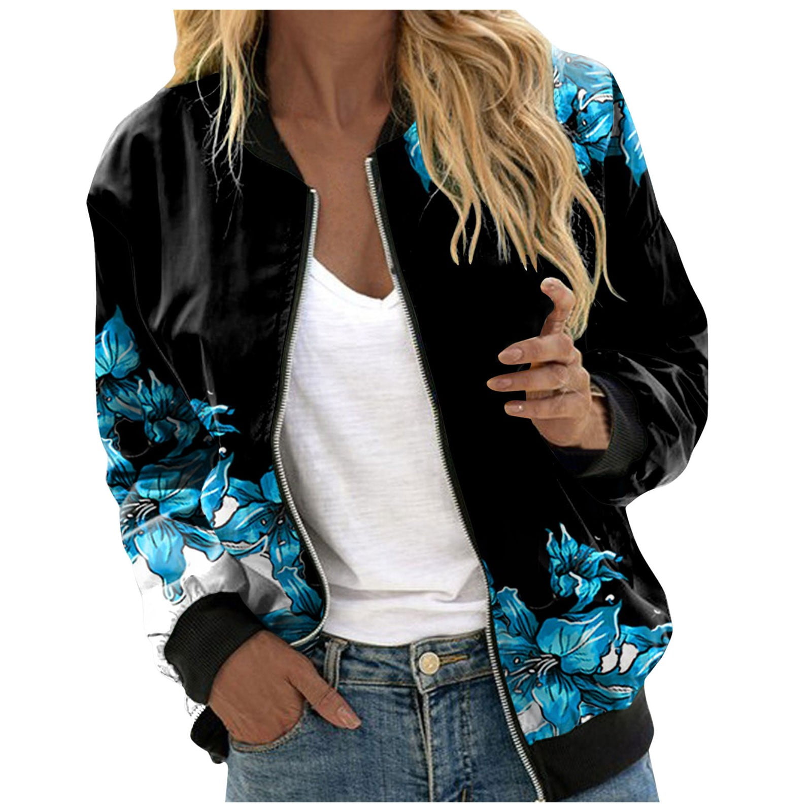BYHONG Womens Casual Daily Jackets Lightweight Zip up Casual Jacket ...