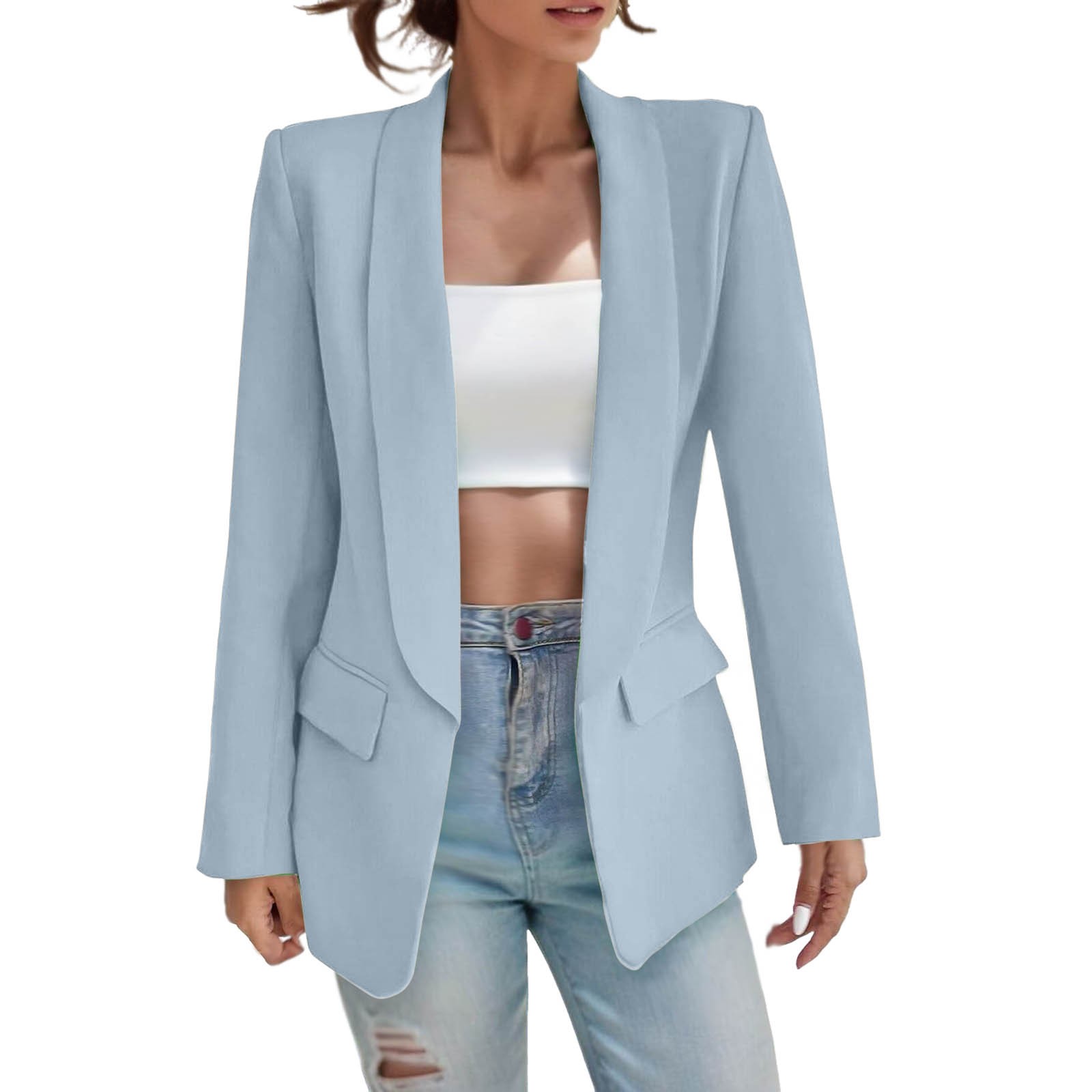 BYHONG Womens Jackets Casual Long Sleeve Fashion Suit Jacket Open Front ...
