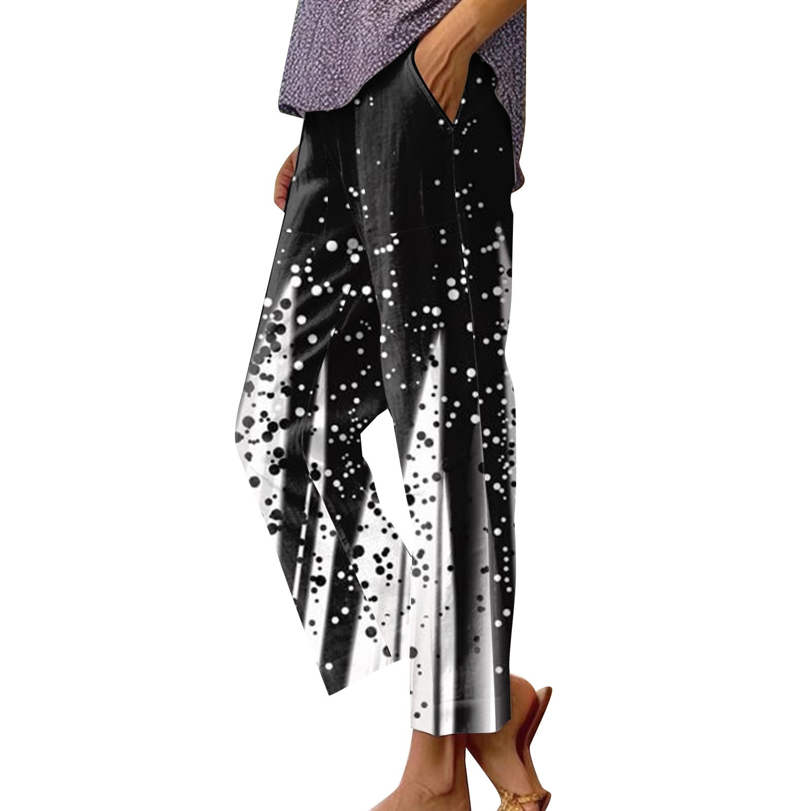 Byhong Womens Solid Color Pocket Straight Tube Loose Stretch Yoga Pants