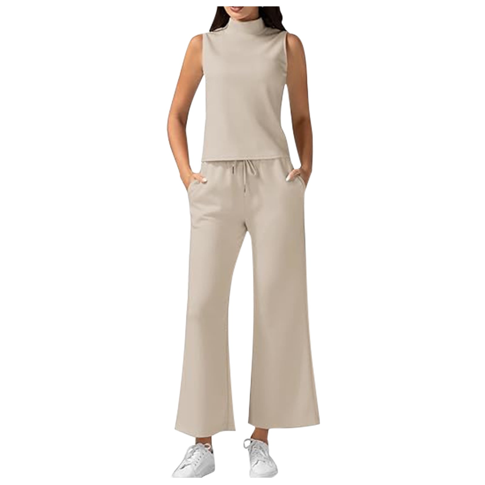 BYHONG Womens Summer 52 Piece Pants Outfits Casual Tank Top Wide Leg ...