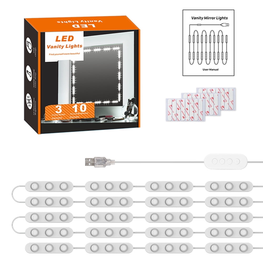 BYKUTA LED Vanity Mirror Light Kit, 5V USB Dimmable Led Strip ...