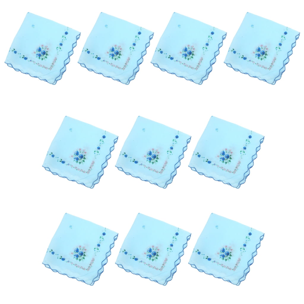 BYNNIX 10Pcs Cotton Women Hankies Embroidered Cotton Flower Hanky ...