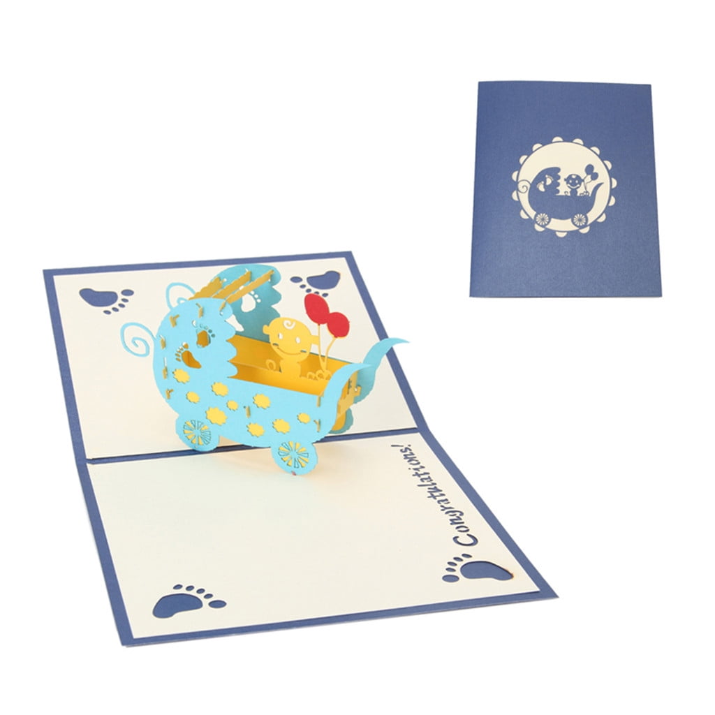 BYNNIX 3D for Pop Up Baby Carriages Stroller Greeting Card for ...