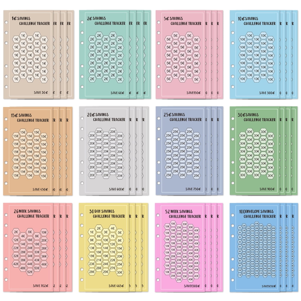BYNNIX A 6 48 Sheets Save Challenge Envelopes Save Money Envelopes ...