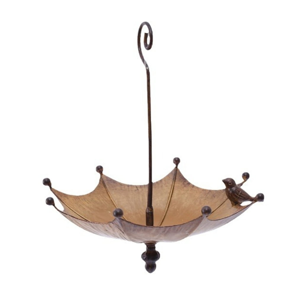BYNNIX Decorative Umbrella Shape Bird Bath Tray for Garden Yard Balcony ...