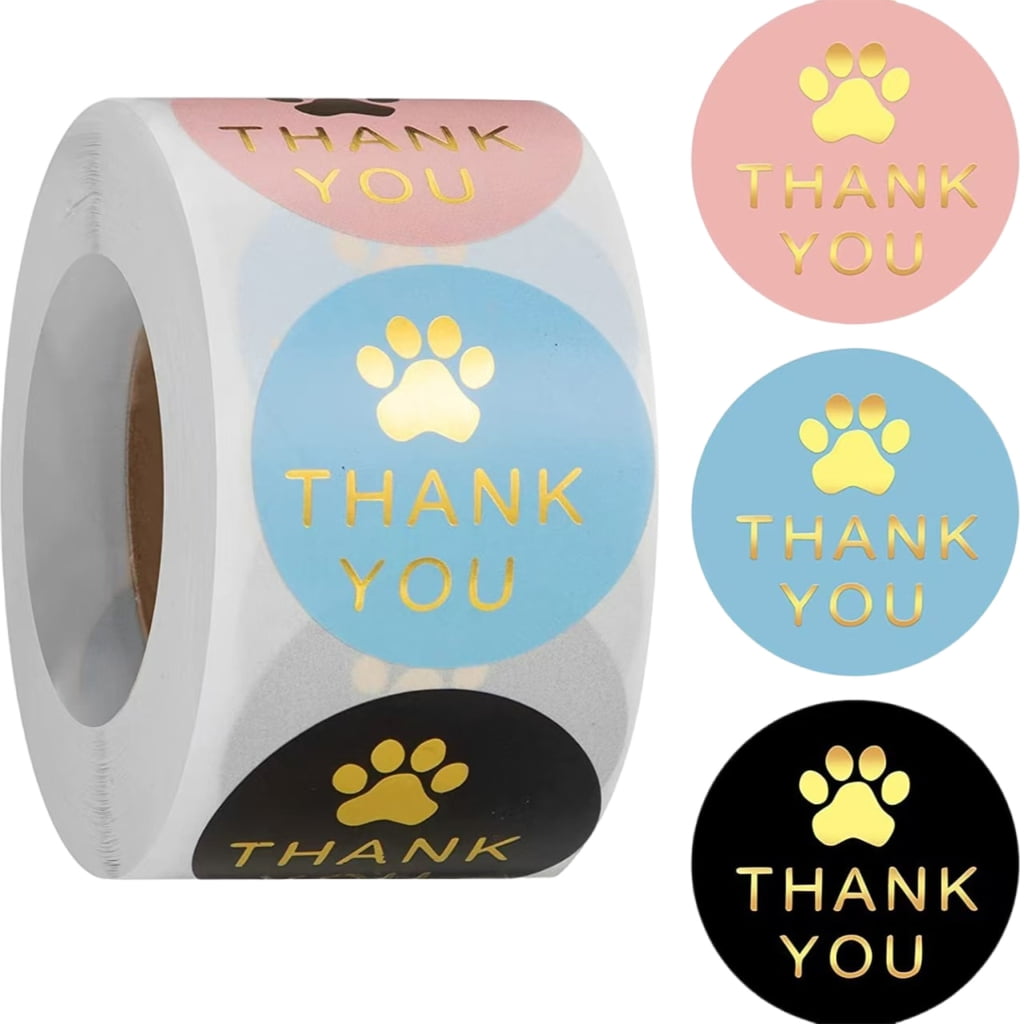 BYNNIX Dog Paws Print Sticker Thank You Labels Sealing Sticker ...