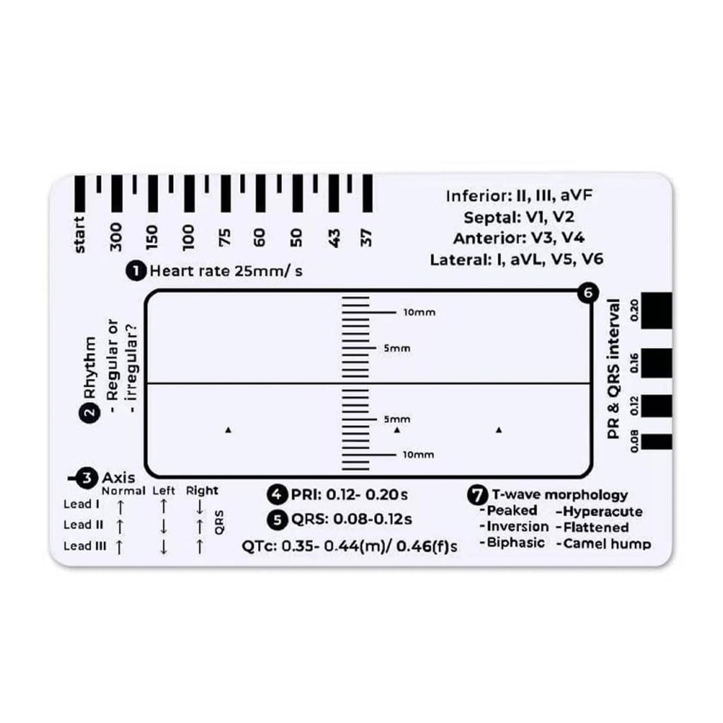 BYNNIX Electrocardiogram 7 Step Ruler Card For Accurate Interpretation ...