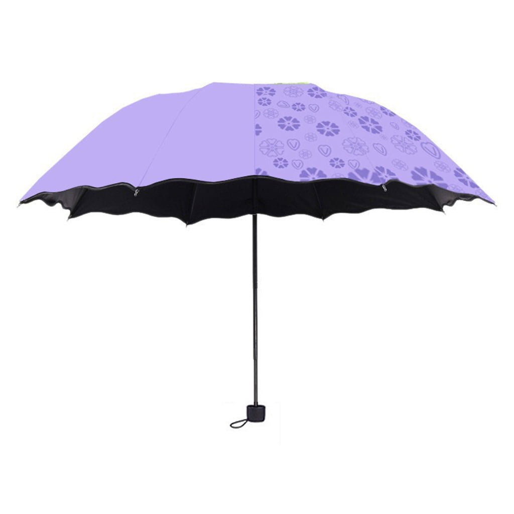 BYNNIX Flowering in Water Umbrella for Women Thickened Black Coated Sun ...