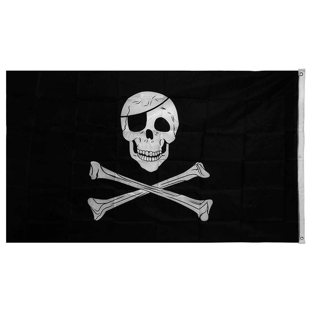 BYNNIX Large Skull And Crossbones Pirate Flag Jolly Roger Hanging With ...