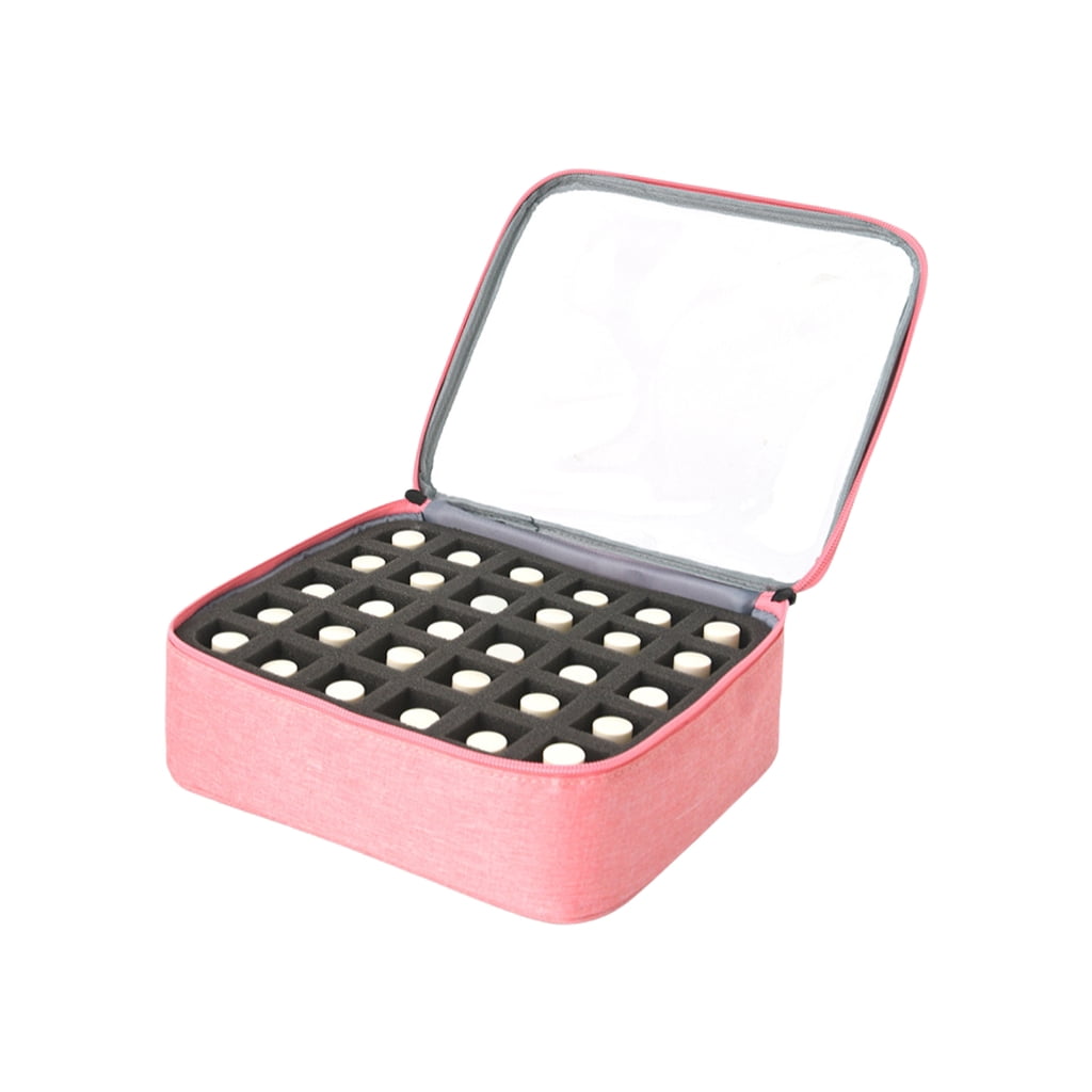 BYNNIX Portable Nails Polished Storage Box 30 Holes Carrying Case with ...