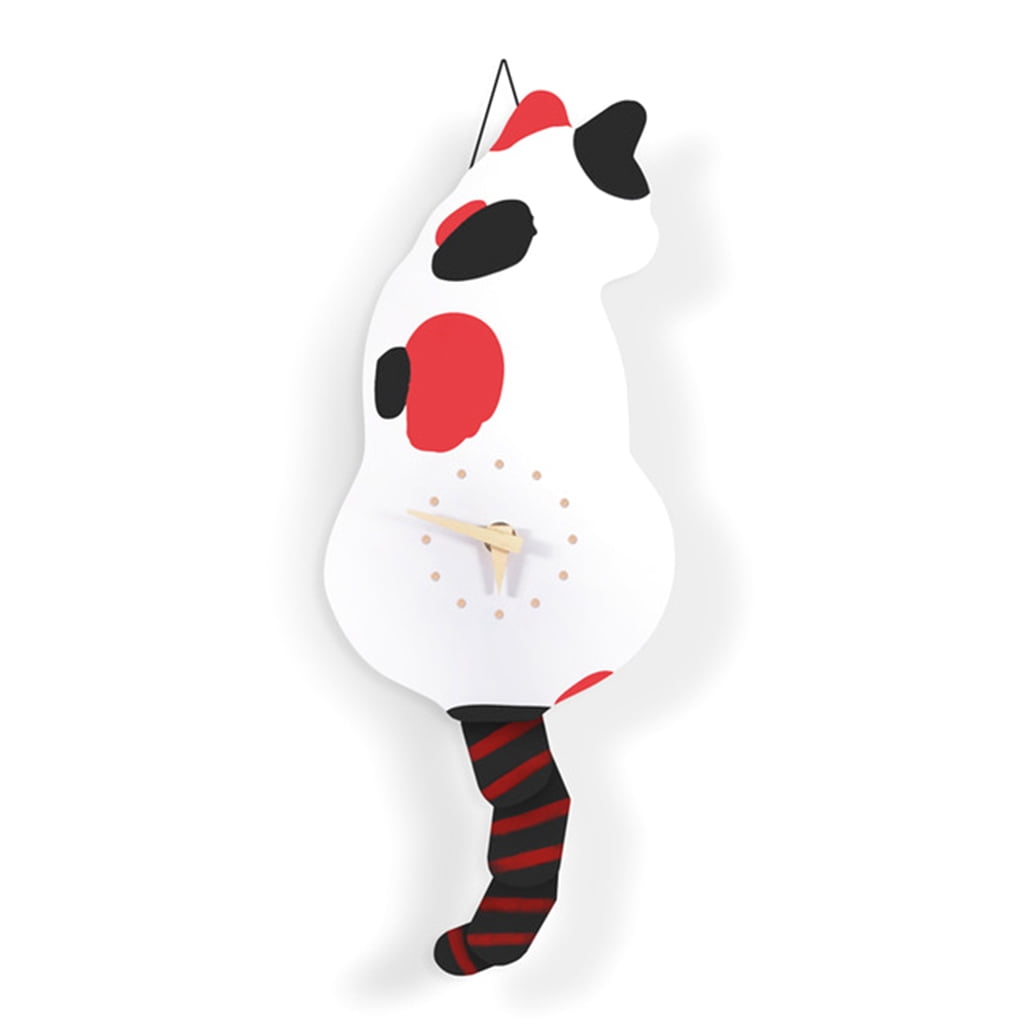 BYNNIX for Creative Wall Clock Naughty for Cat Wag Tail Clocks Quiet ...