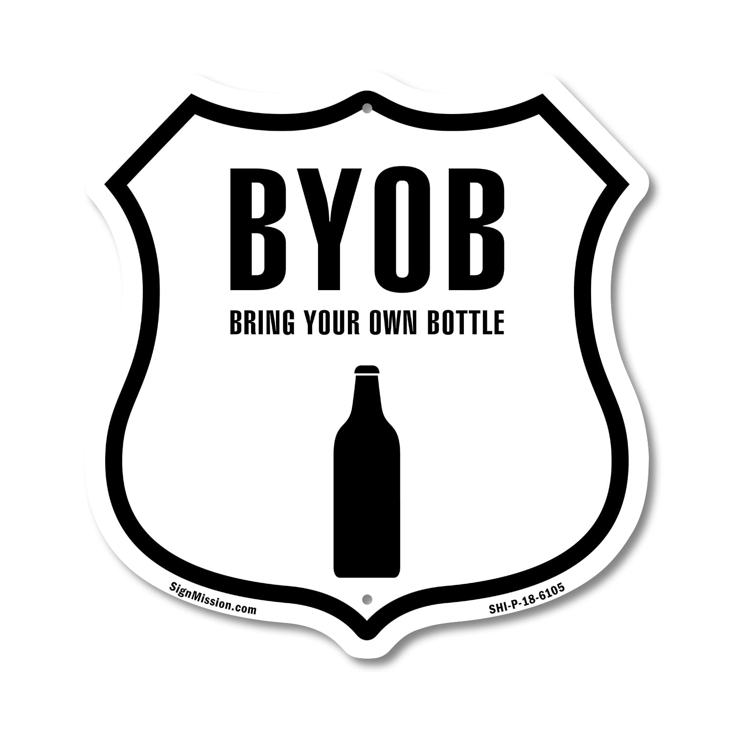 BYOB Bring Your Own Bottle (2 Pack) 6 inch X 6 inch Shield Shaped ...