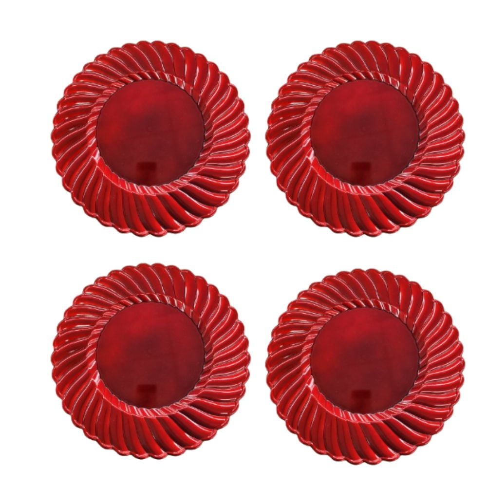 BYOBA Red Plates Set of 4 – Durable Reusable Everyday Dining Plates for ...
