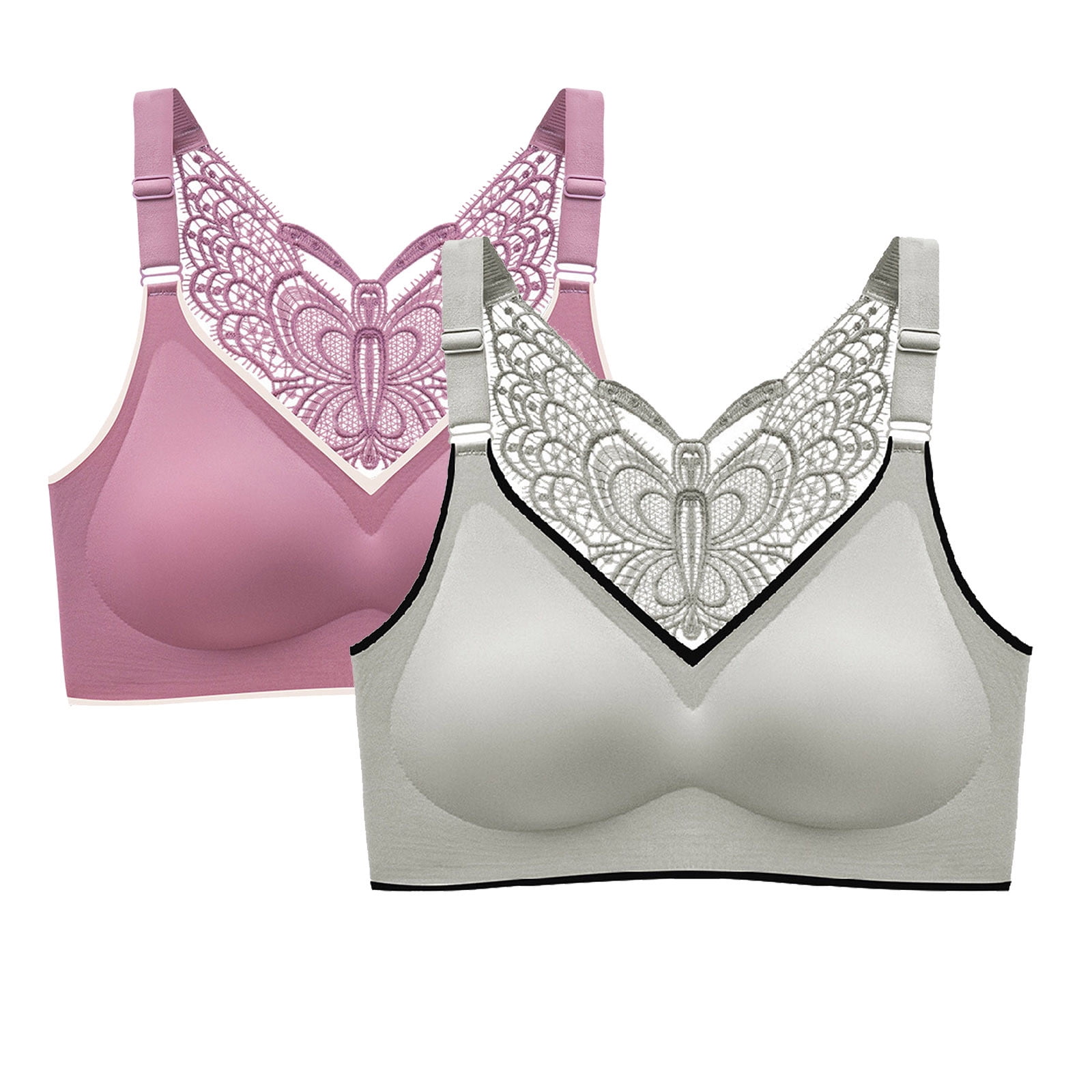 BYOIMUD 2 Pack Bralette Bra Savings Butterfly Back Comfort Full ...