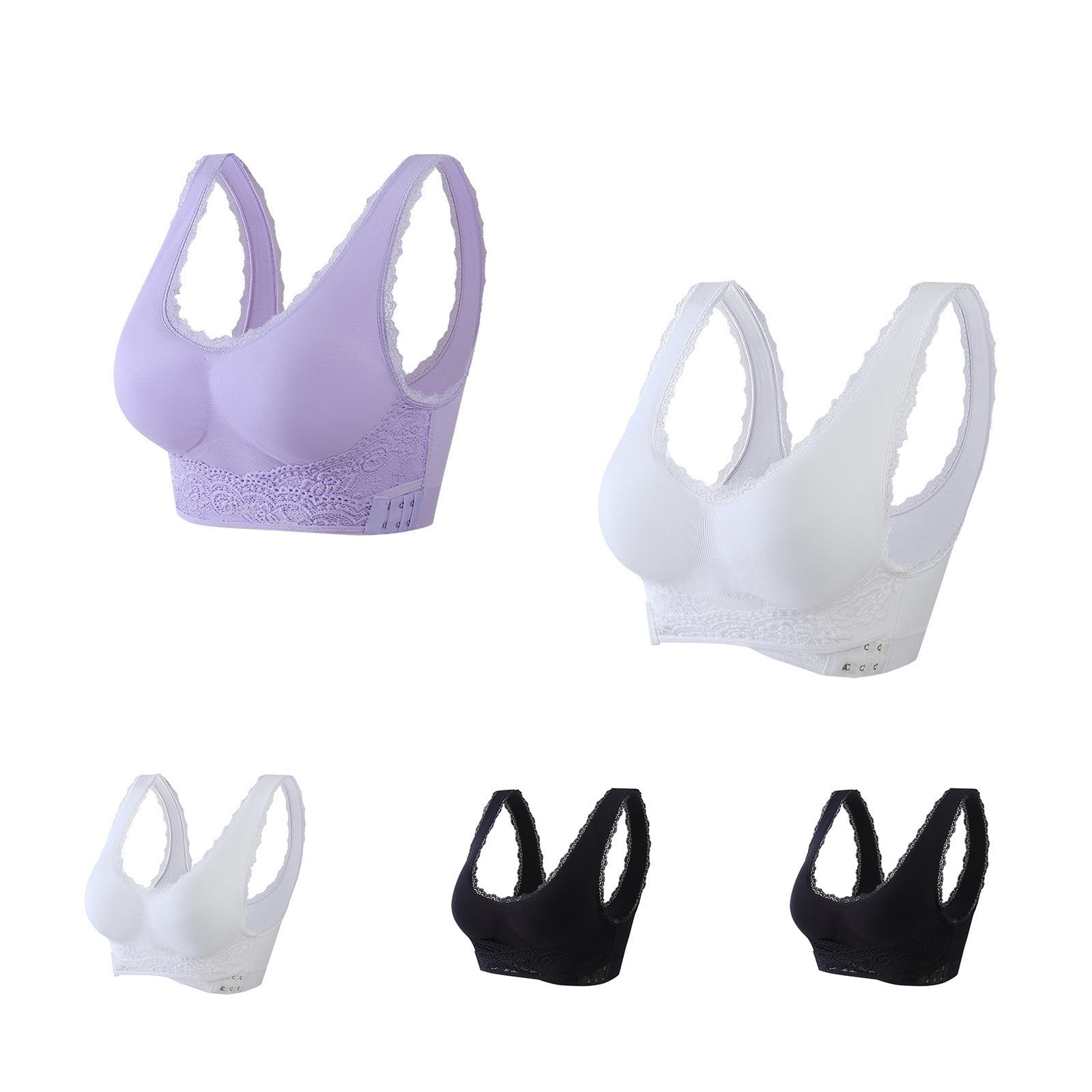 BYOIMUD 5 Pack Corset Bras Savings Front Cross Side Buckle Lace Bras ...