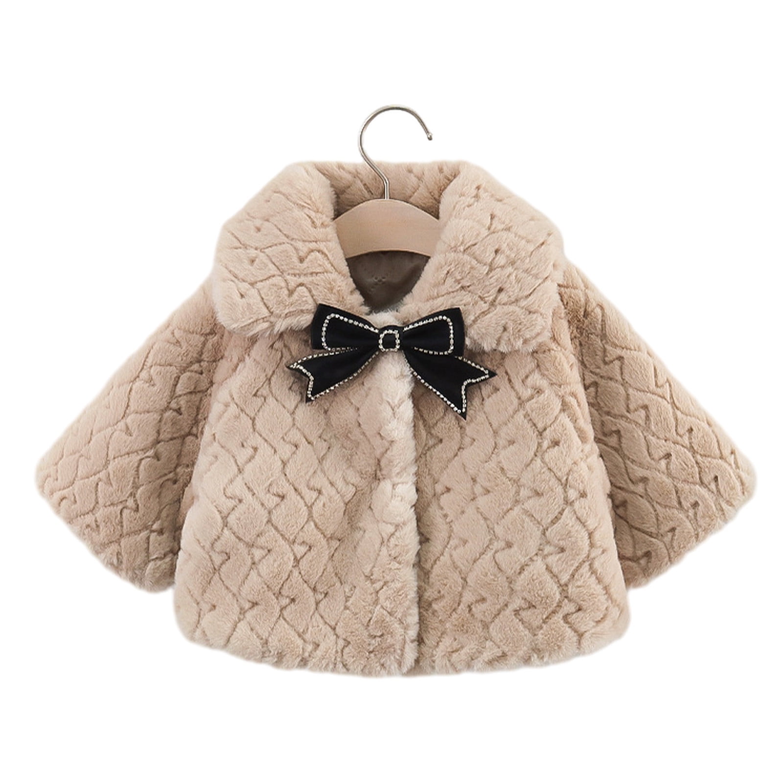 BYOIMUD Baby Girls Faux Fur Warm Cloak Coat Cute Winter Furry Cape Jacket Fluffy Plush Fleece ...