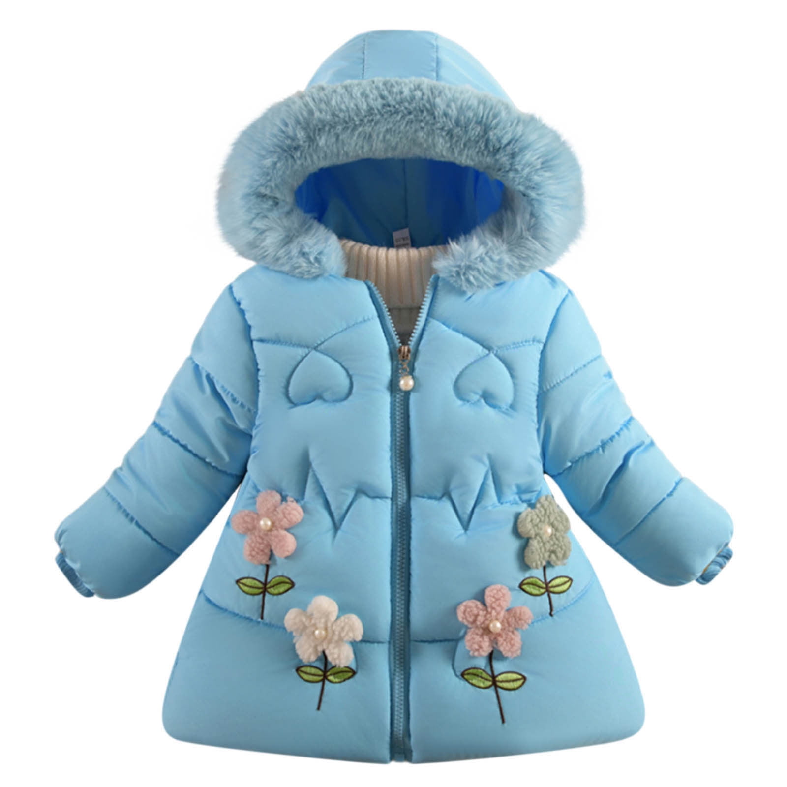 BYOIMUD Girls Winter Clothes Plus Velvet Thickened Fashion Children's Long Sleeve Zipper ...