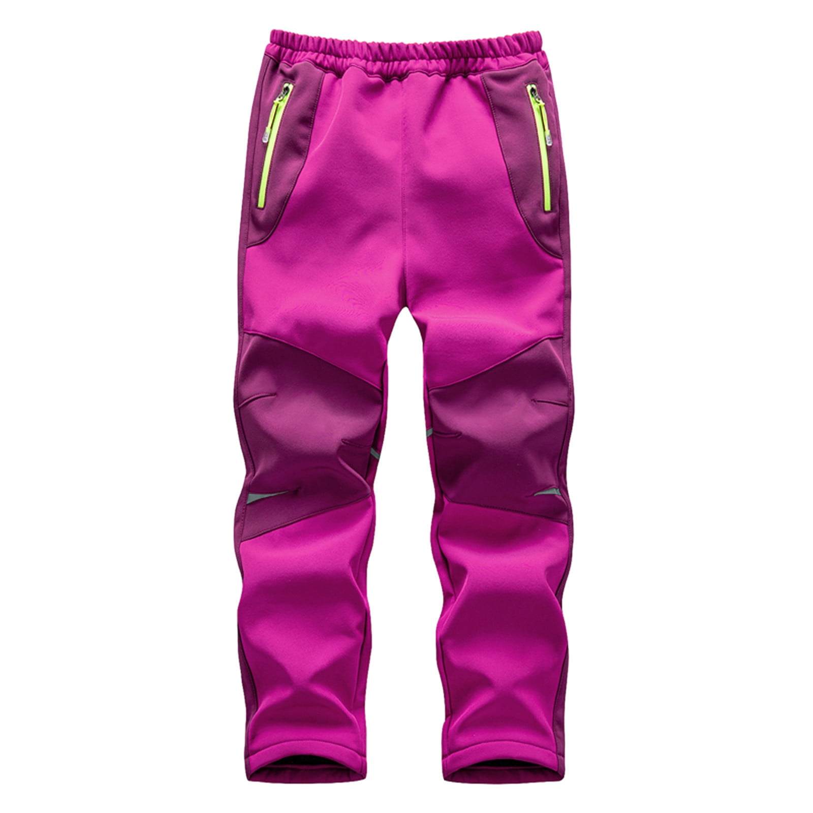 BYOIMUD New Kids Softshell Pants Boys Girls Fleece Lined Elastic Waist ...