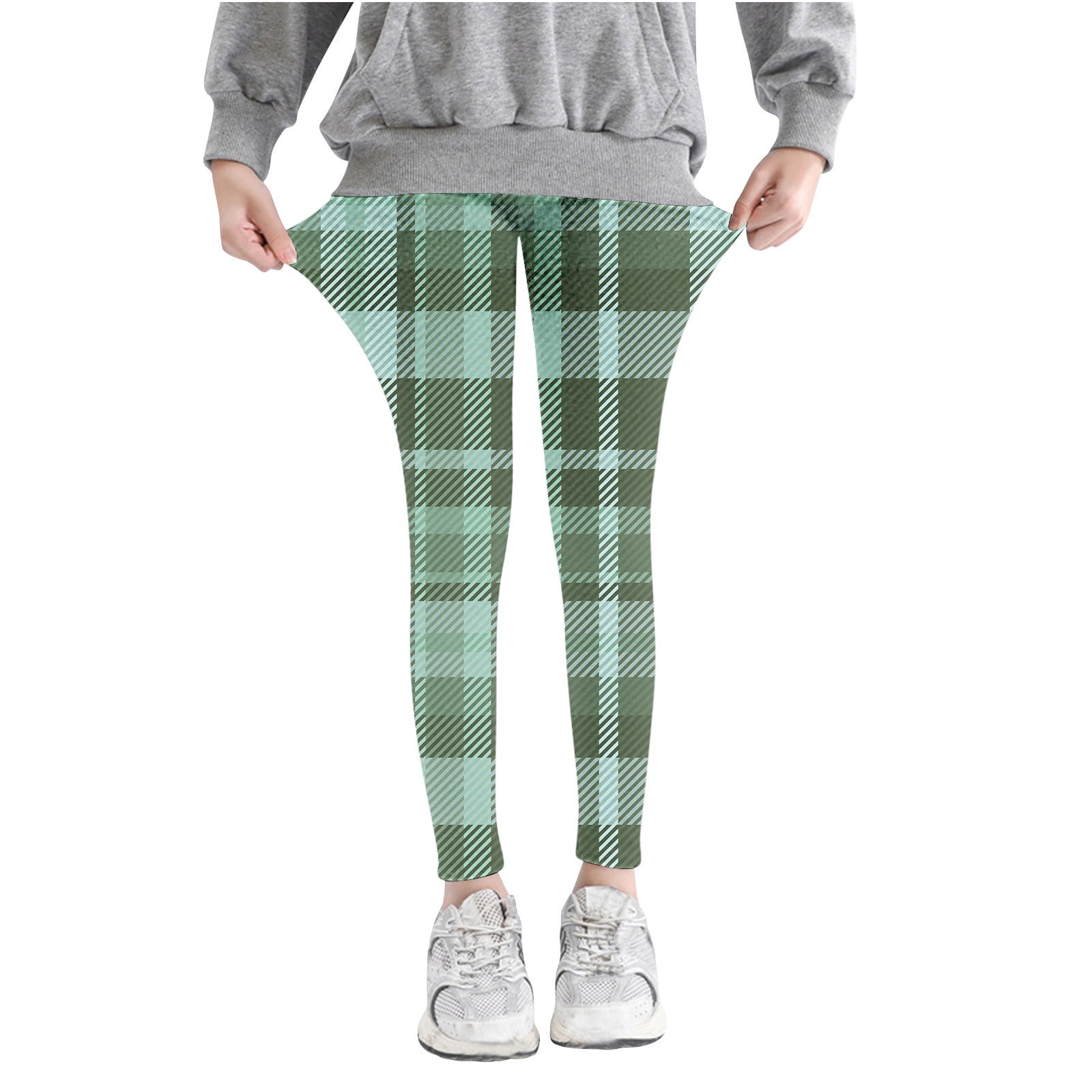 BYOIMUD Premium Velvet Fashion Checkered Plaid Leggings Patterned ...