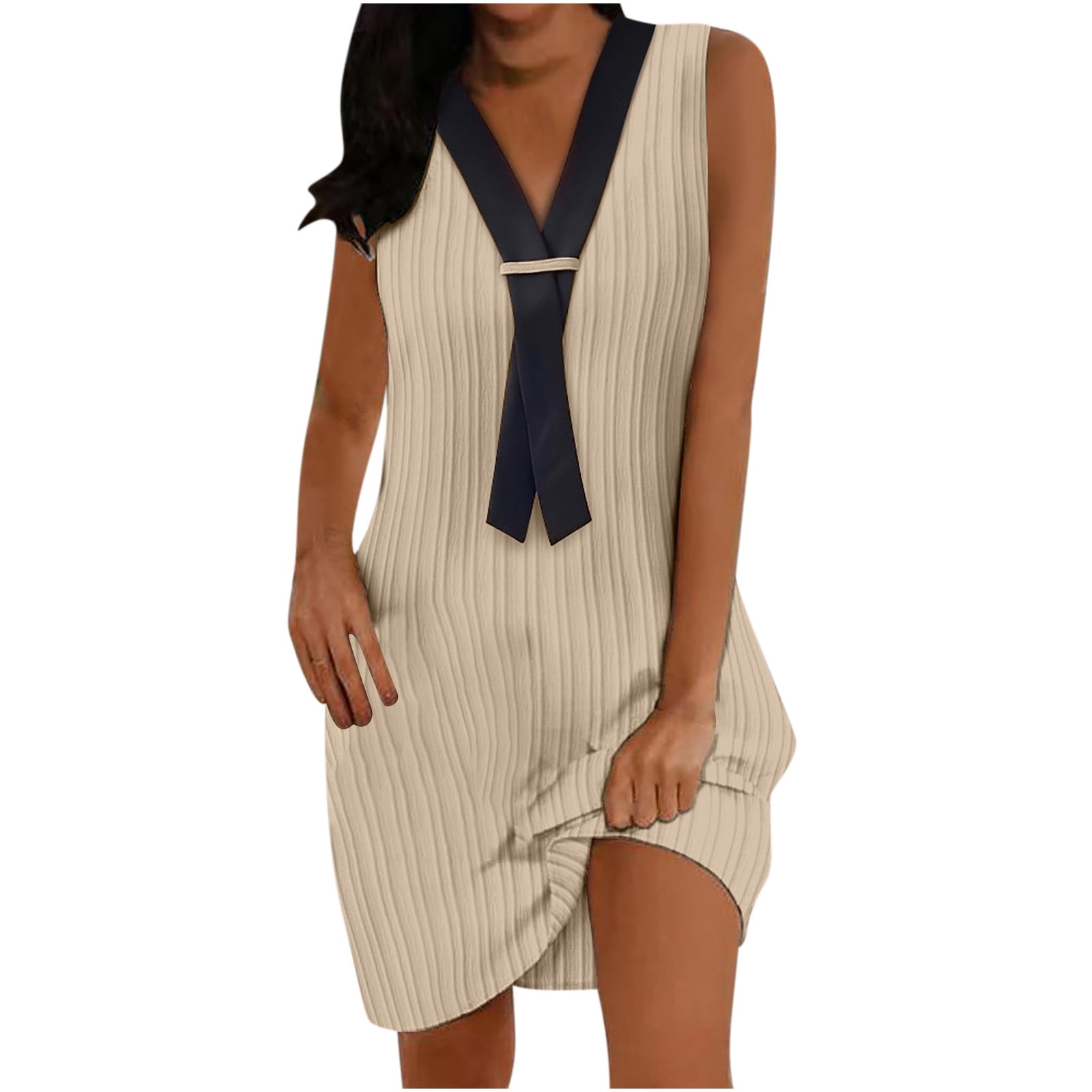 BYOIMUD Summer Dress for Women 2024 Savings Sleeveless V Neck Business ...