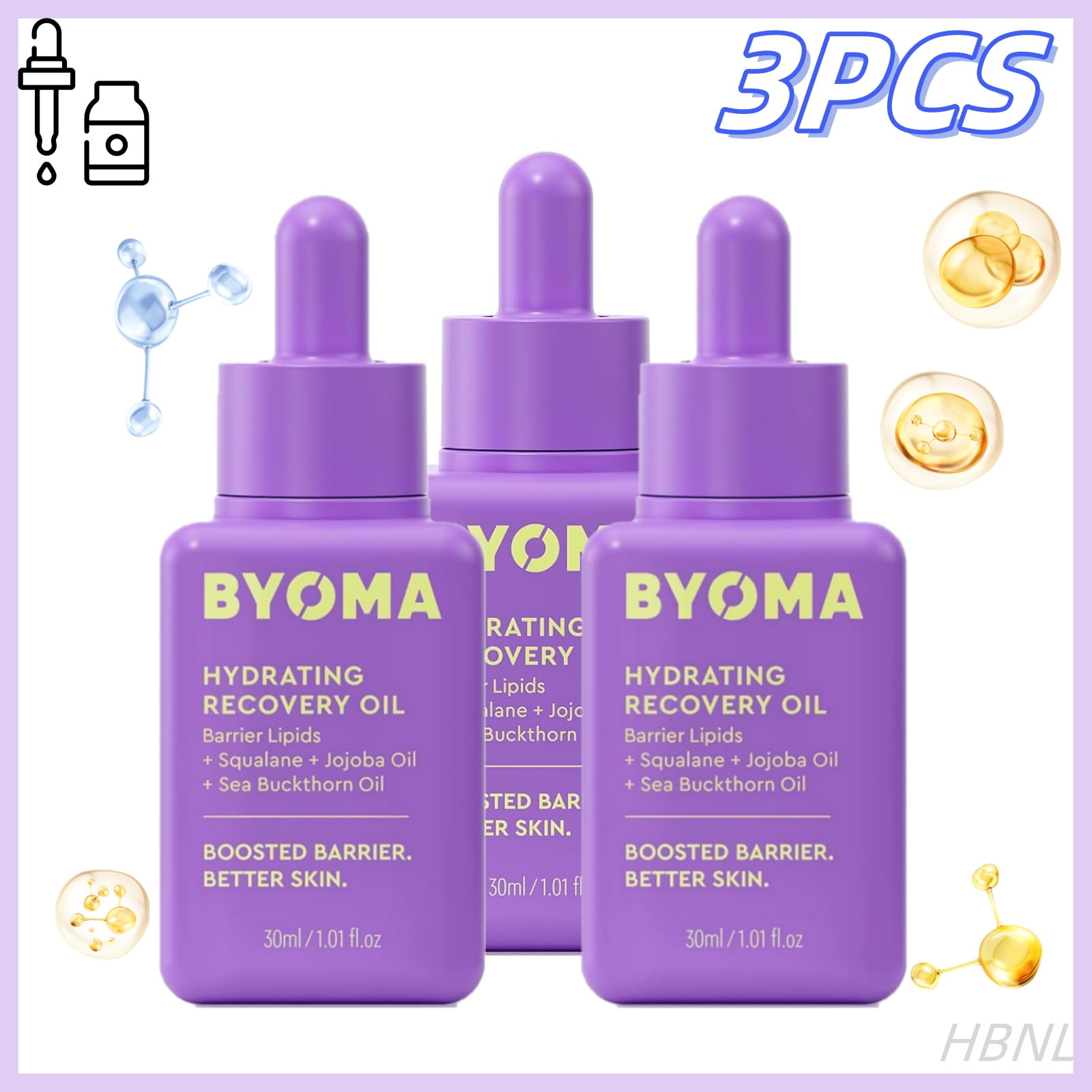 BYOMA Hydrating Recovery Oil - Luxury Face Oil with Squalane, Jojoba Oil & Seabuckthorn Oil ...