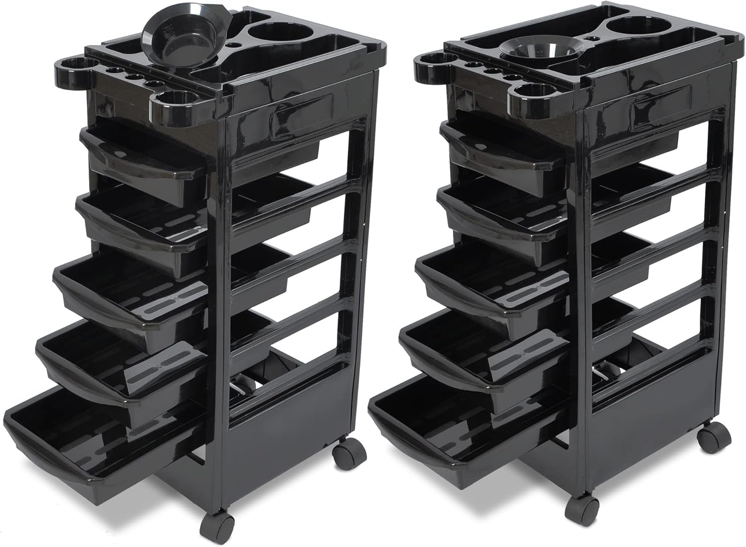 BYOOTIQUE 2 Packs Salon SPA Trolley Rolling Cart With 5 Trays Storage ...