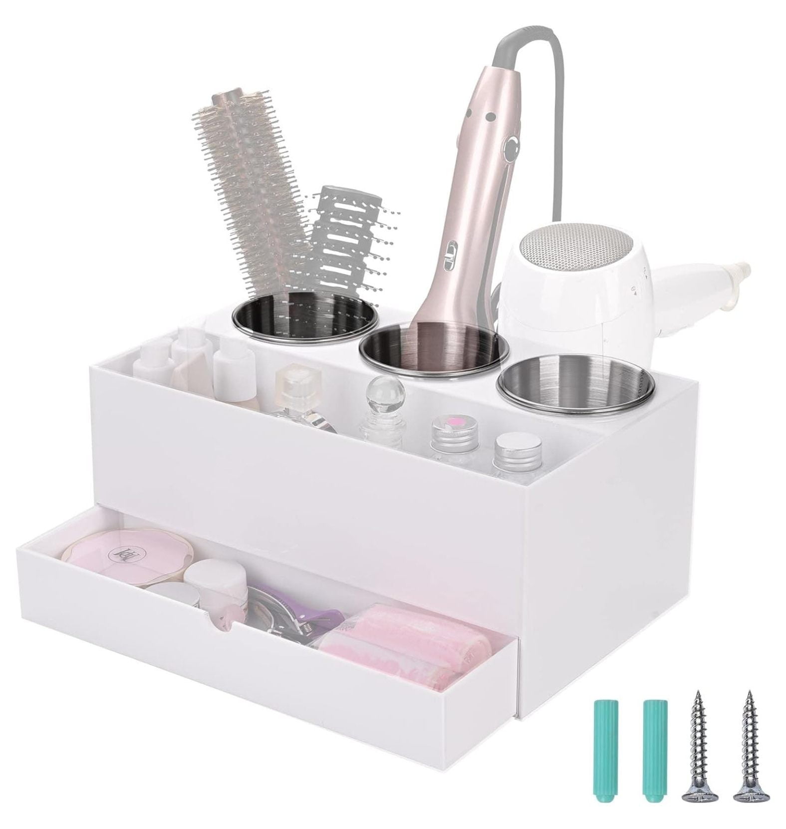 BYOOTIQUE Bathroom Hair Tool Organizer Holder Storage Stand w ...