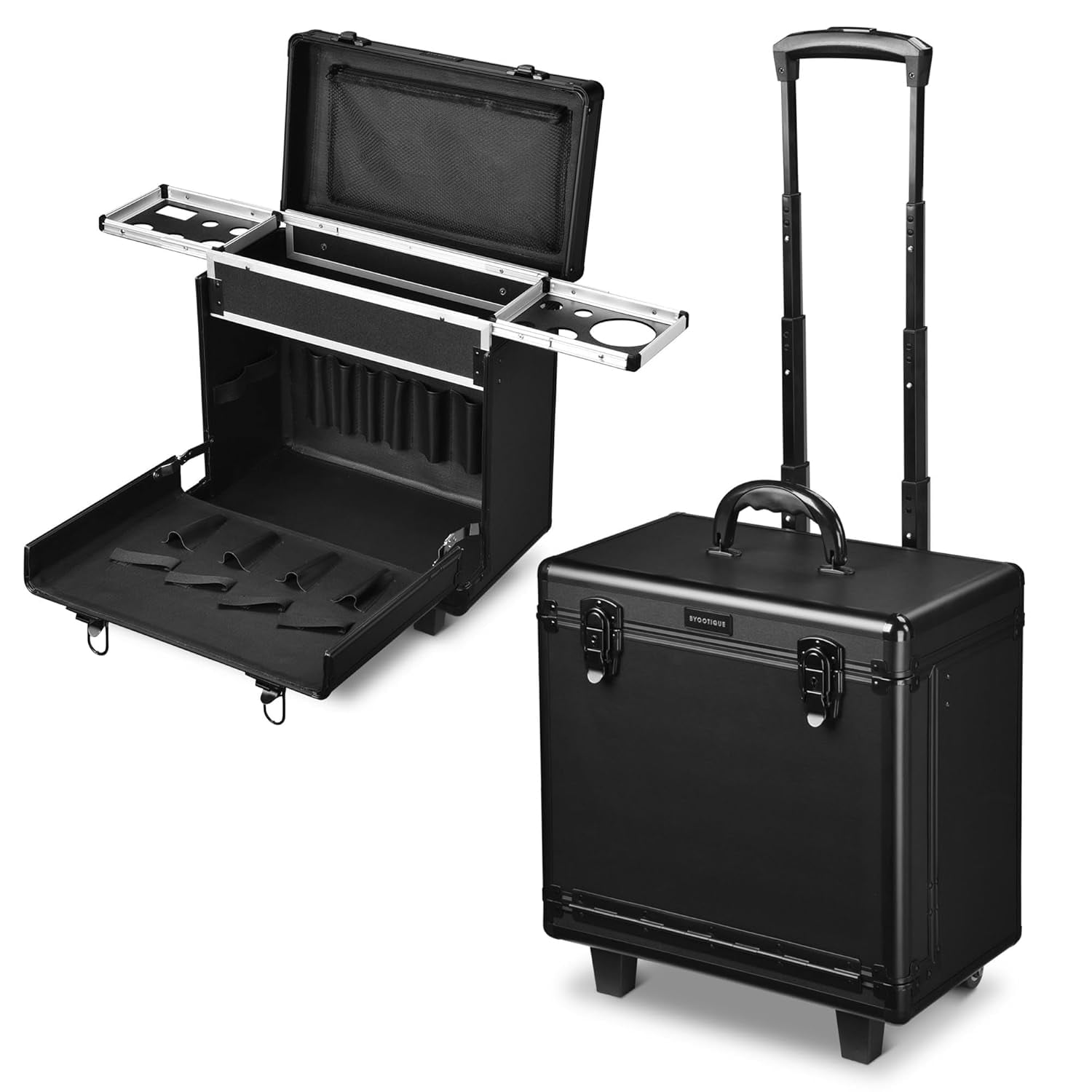 BYOOTIQUE Hairstylist Rolling Makeup Train Case 15x9x16