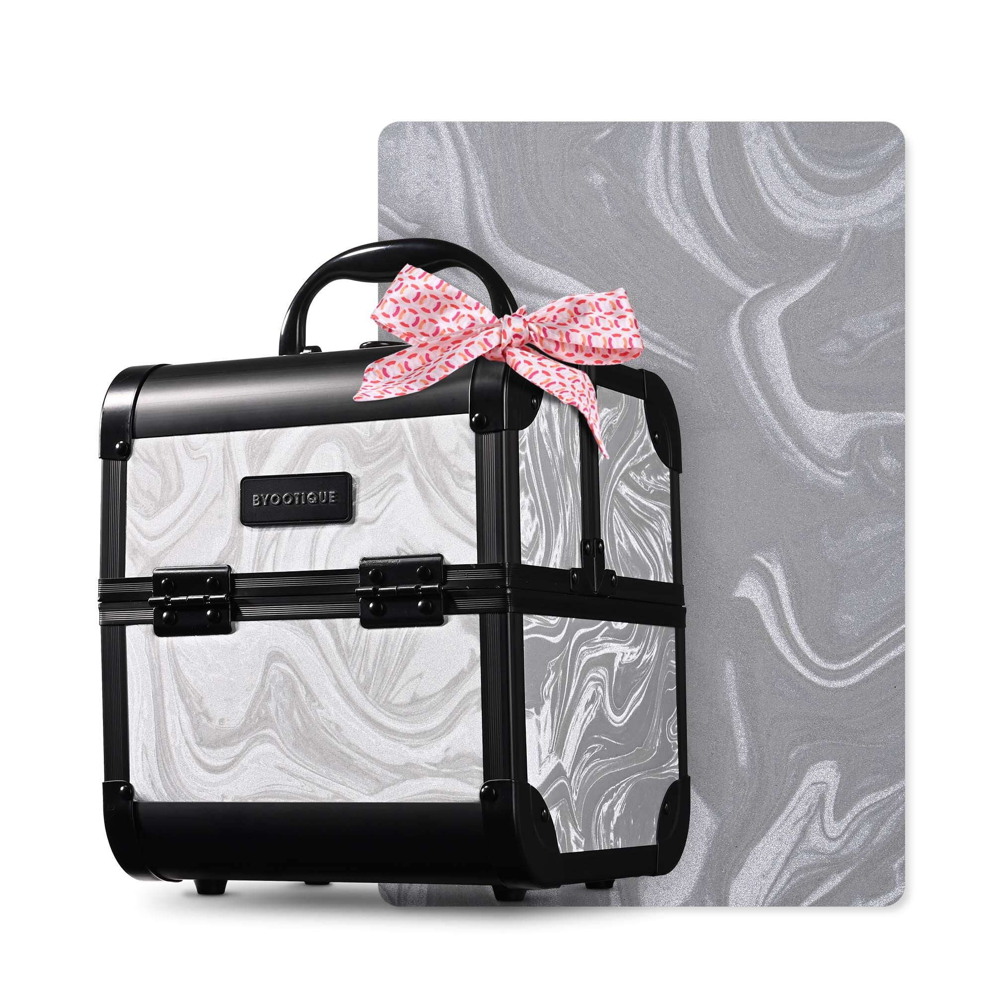 BYOOTIQUE Makeup Train Case 2-Tier Trays Portable Cosmetic Cases Travel ...
