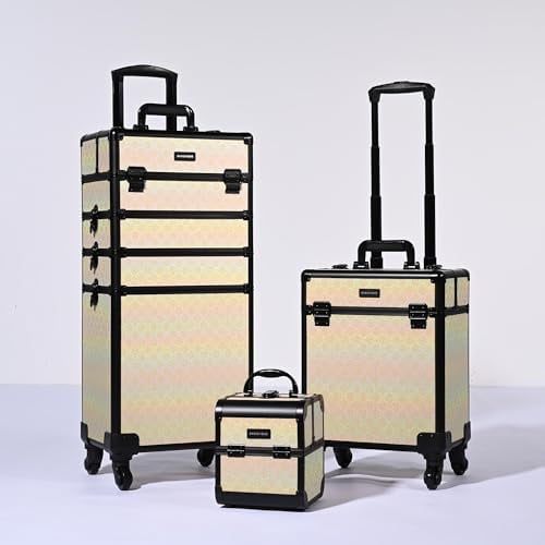 BYOOTIQUE Rolling Makeup Train Case 3-Piece Cosmetic Organizer Kit ...