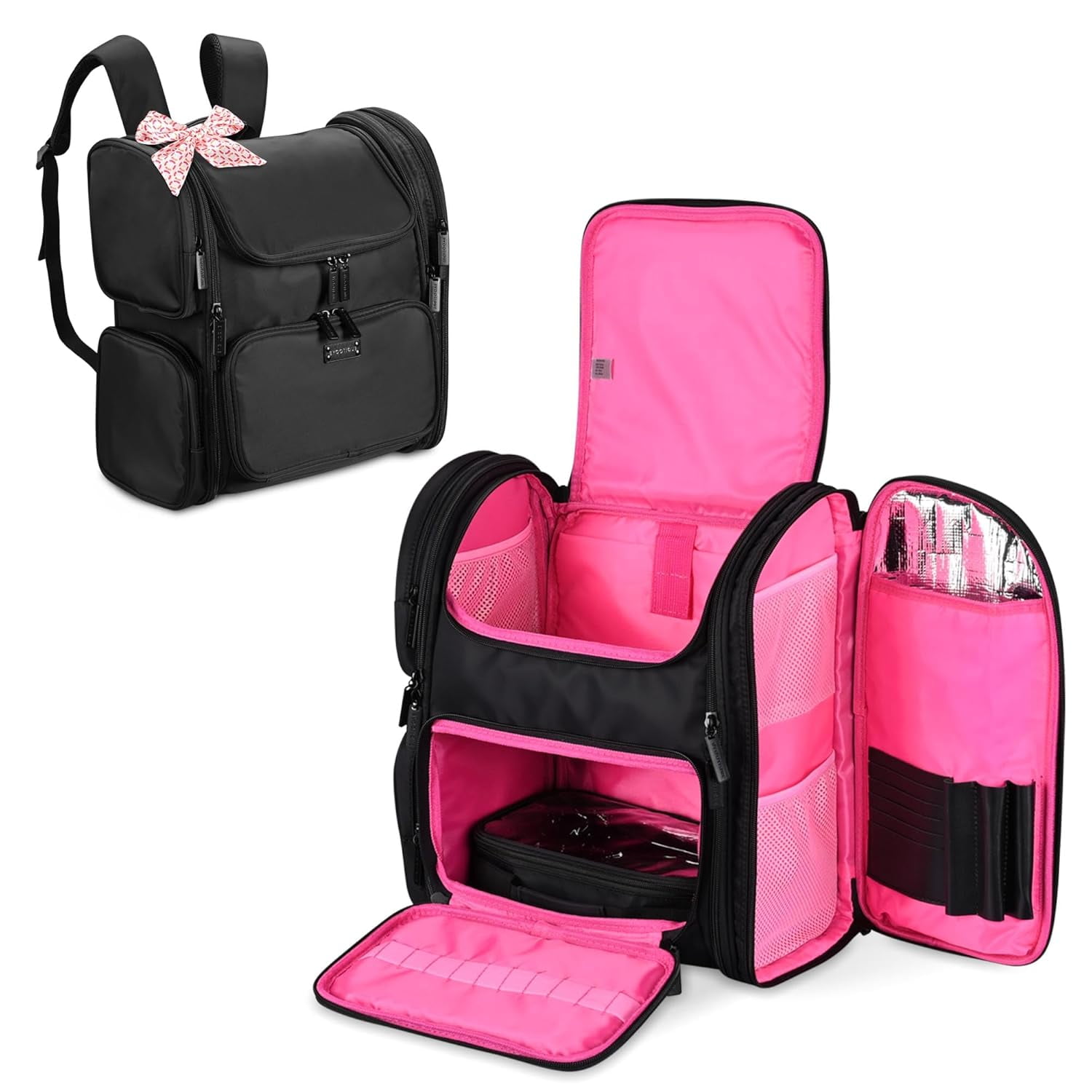 BYOOTIQUE Soft Sided Makeup Backpack Portable Travel Barber Cosmetic ...