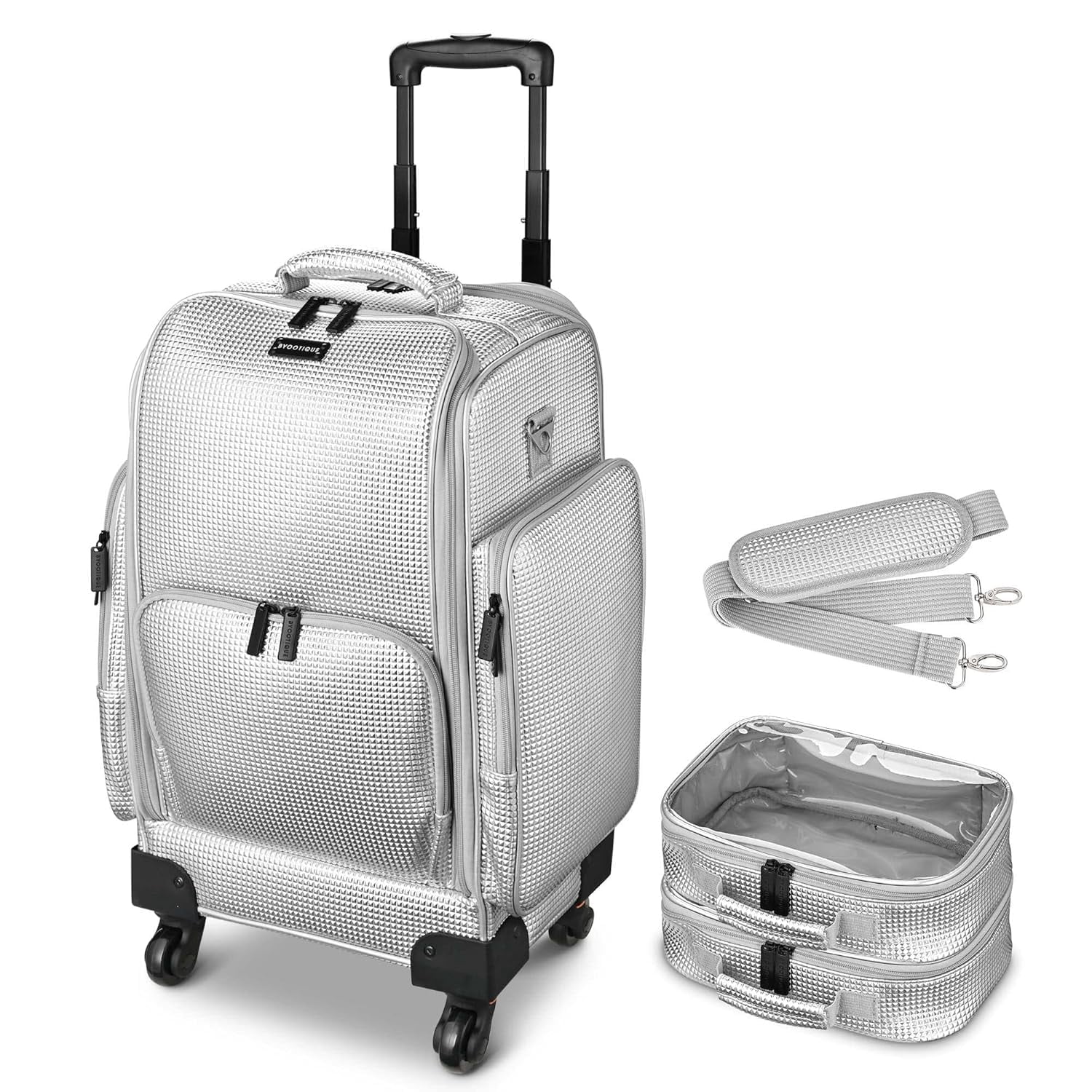 BYOOTIQUE Soft Sided Rolling Makeup Train Case Cosmetic Storage ...