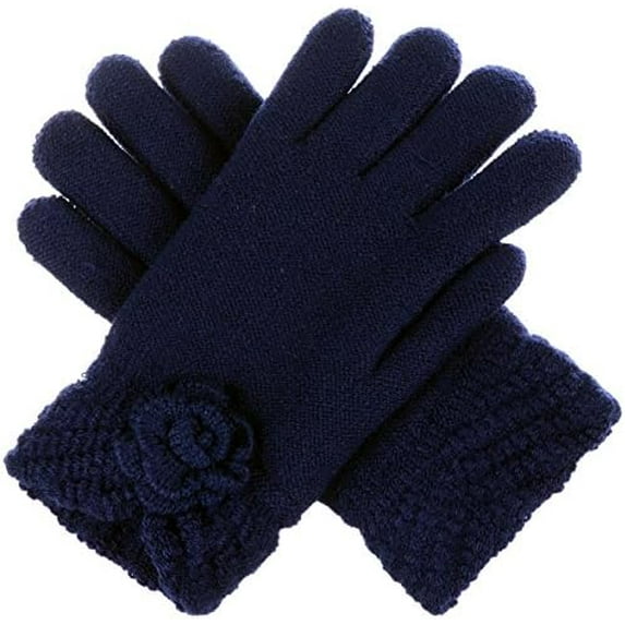 BYOS Women’s Winter Fashion Flower Cuff Warm Faux Fur Fleece Lined Knit ...