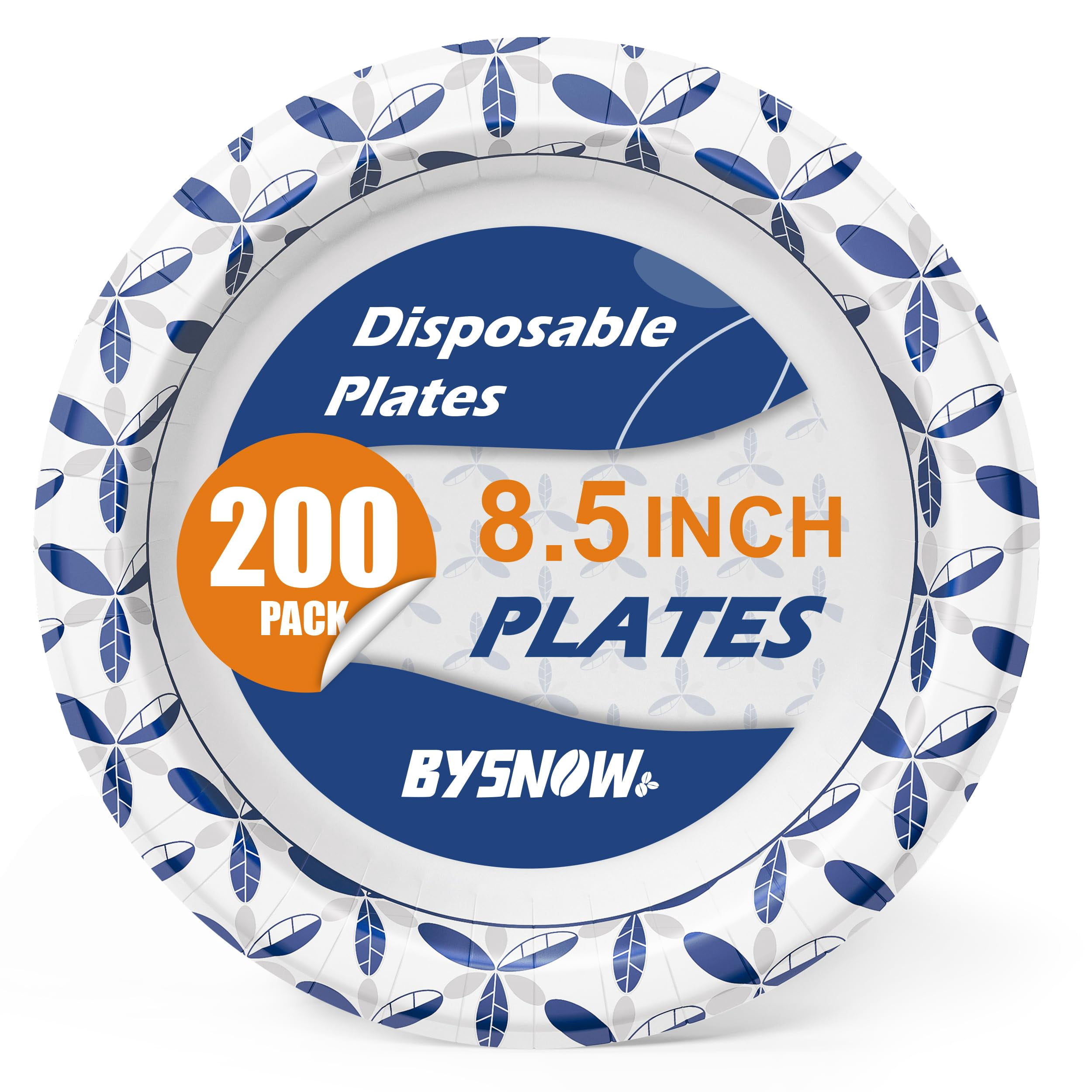 BYSNOW 8.5 Inch Paper STF9 Plates, 200 Pcs Disposable Plates, Heavy ...