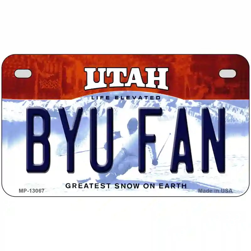 BYU Fan Novelty Metal License Plate 7" x 4" Motorcycle - Walmart.com