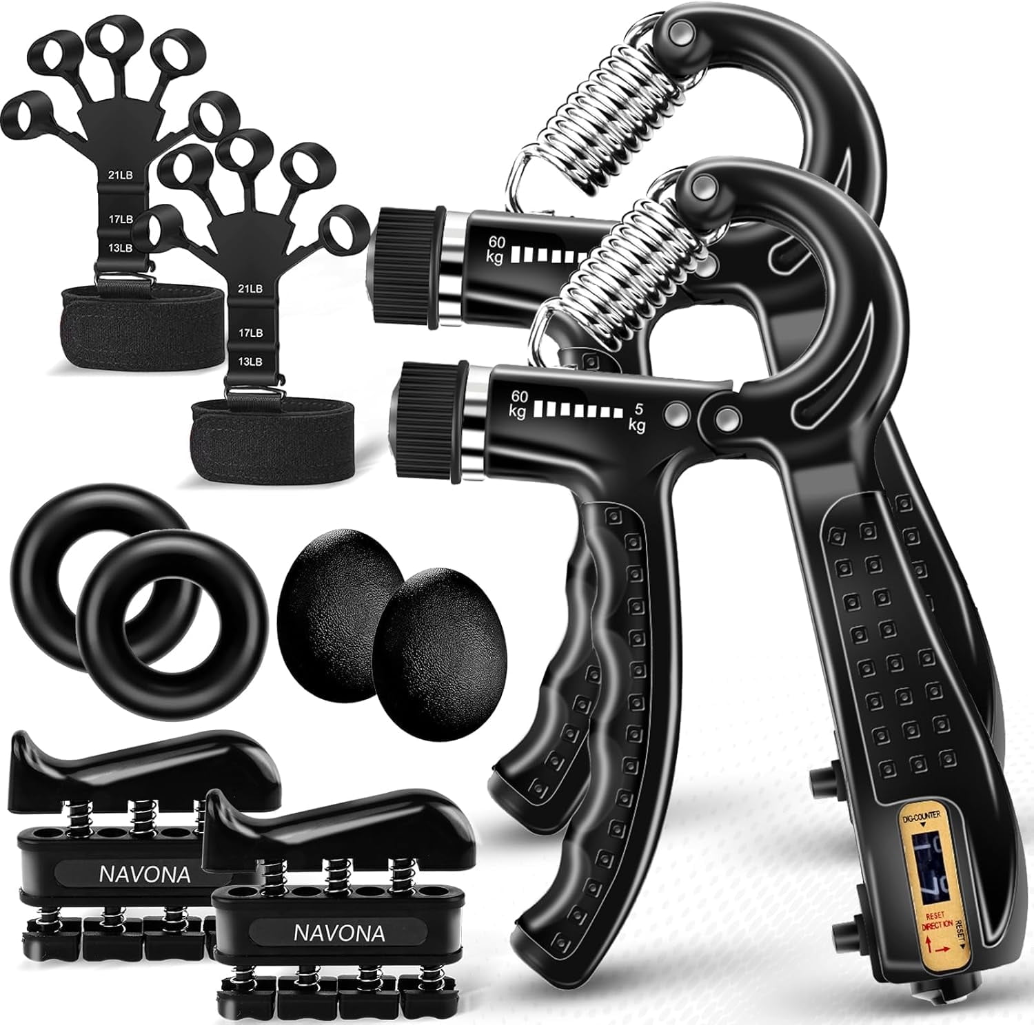BYXAS 10 PCS Grip Strength Trainer Kit, Hand Gripper Strengthener ...