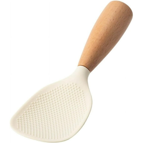 1Pcs Standing Silicone Rice Spoon Paddle with Wood Handle, Rice and ...