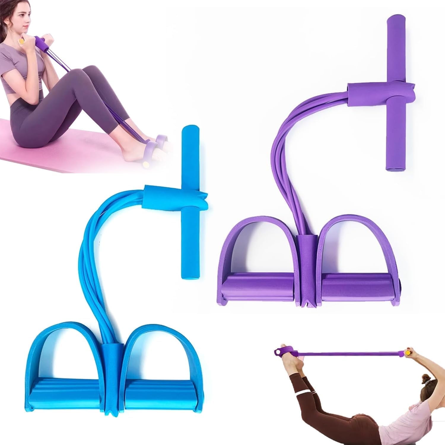 BYXAS 2 Pack 21 Fitness Resistance Bands-4 Tube Pedal Ankle Puller ...