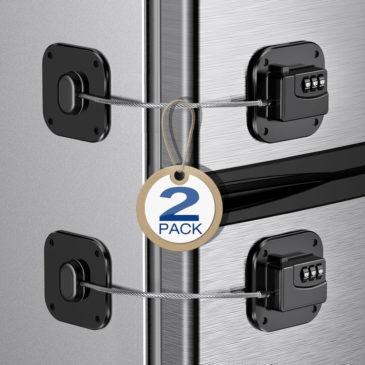 BYXAS 2 Pack Refrigerator Locks with 3 Digit Code, Easy Install Fridge ...
