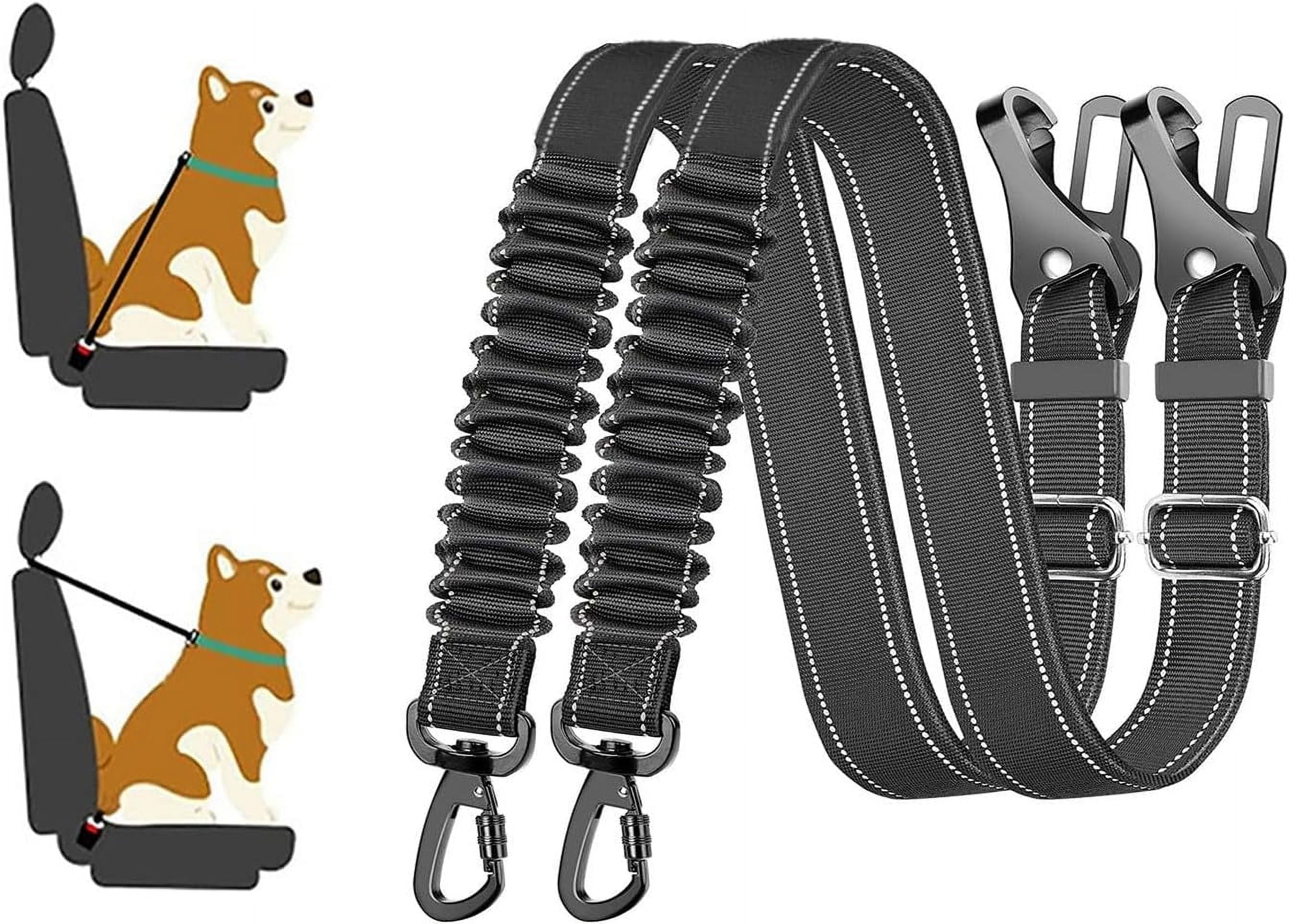 BYXAS 2 Packs Dog Seatbelt for Car, 3-in-1 Dog Car Seat Belt Bungee ...