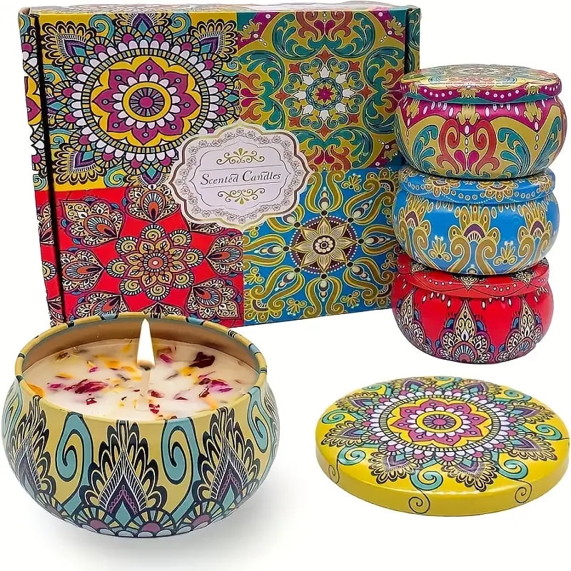 BYXAS 4 Pack Candles for Home Scented Aromatherapy Candles Gifts Set ...