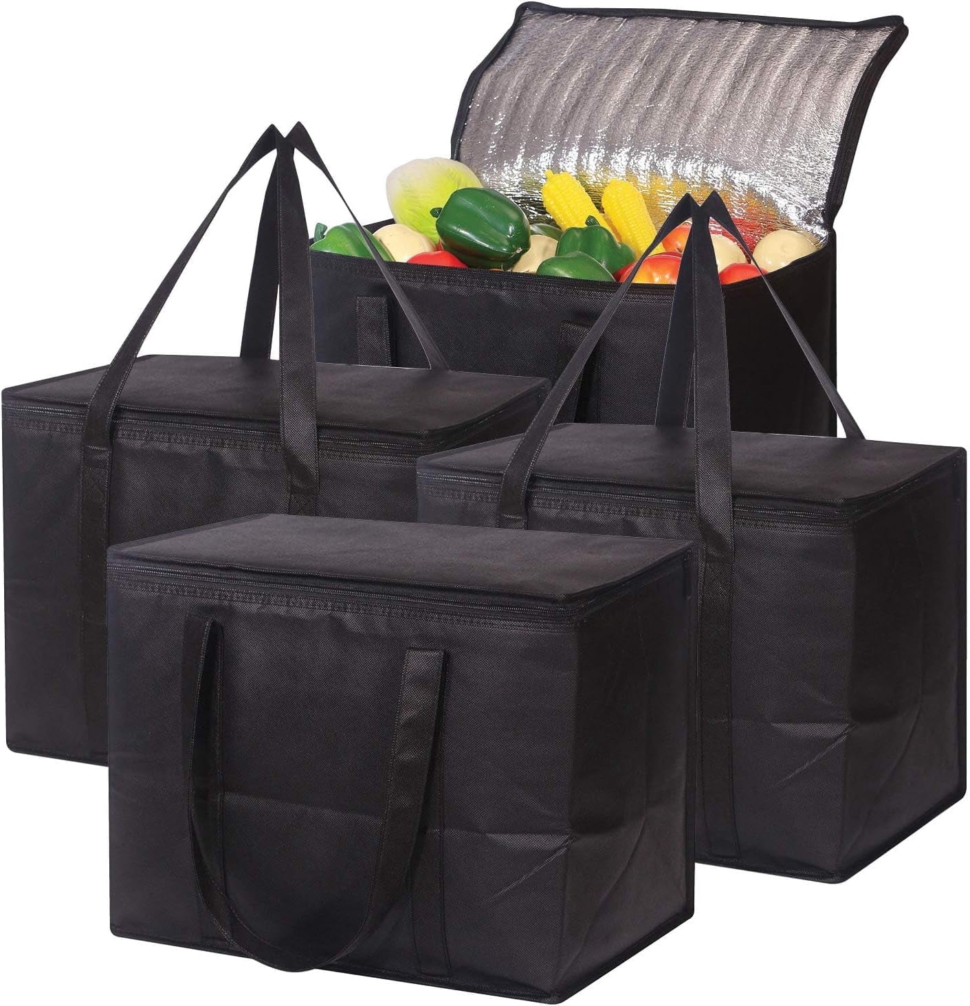 BYXAS 4-Pack Insulated Food Delivery Bag, XXX-Large Meal Grocery Tote ...