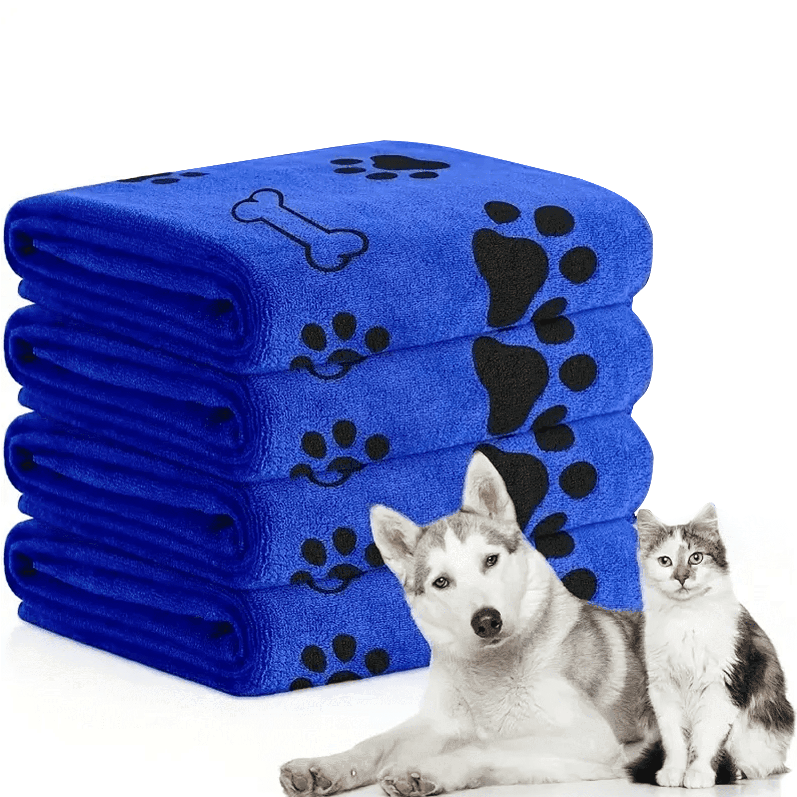 BYXAS 4 Pack Microfiber Dog Towels for Drying Dogs, Super Absorbent and ...