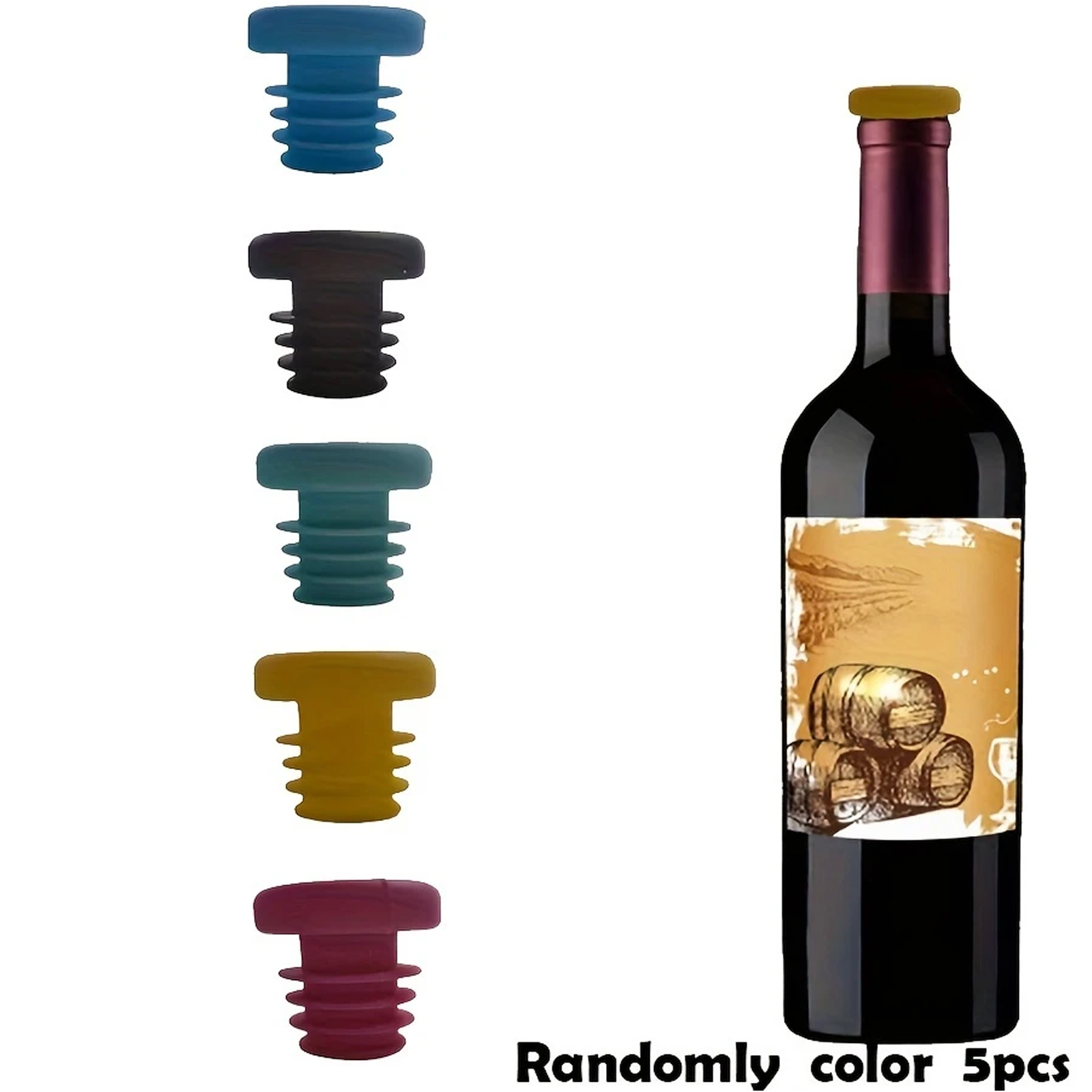 BYXAS 5 Pack Silicone Wine Bottle Stoppers and Gift Box, Funny Silicone ...